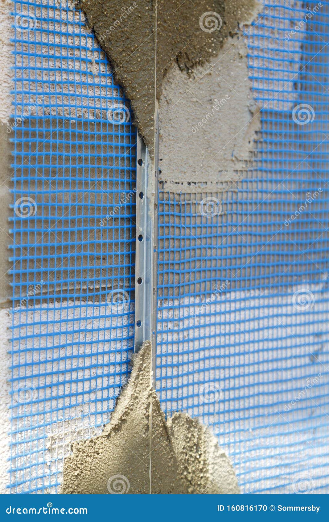 Surface of Wall with Applied Construction Grid and Guides for Plaster ...