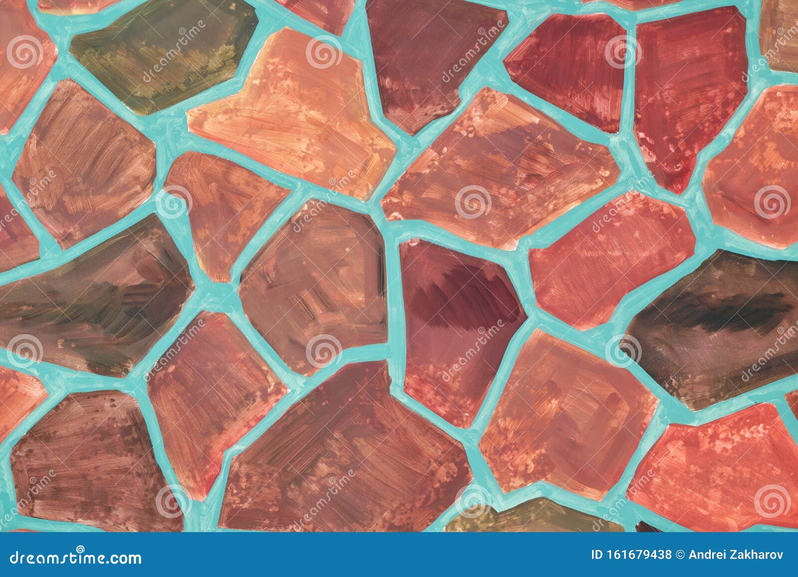 The Surface of the Wall is Painted with Paint in the Form of a Mosaic ...