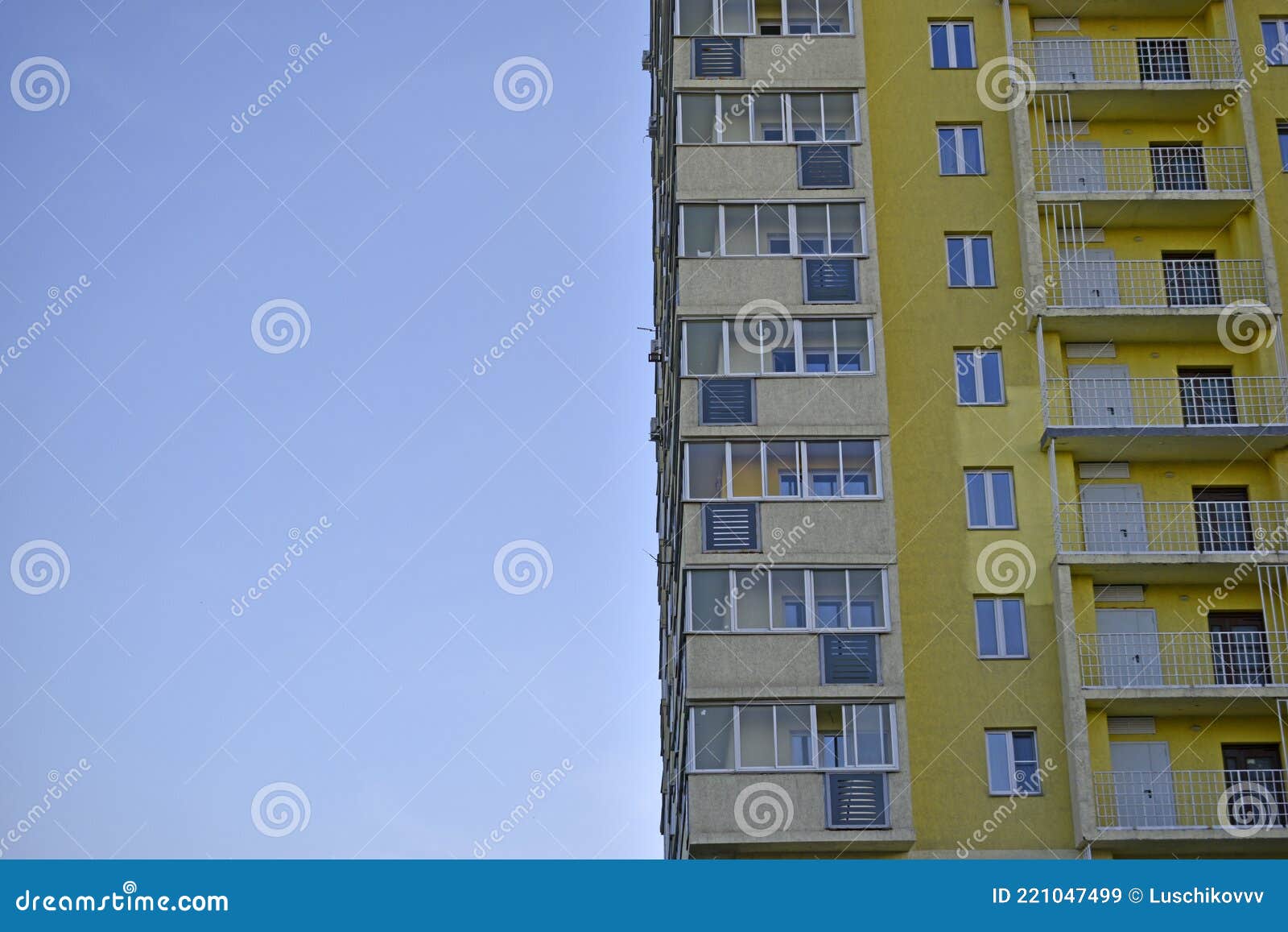 The Surface and Walls of a Yellow High Residential Building Stock Image ...