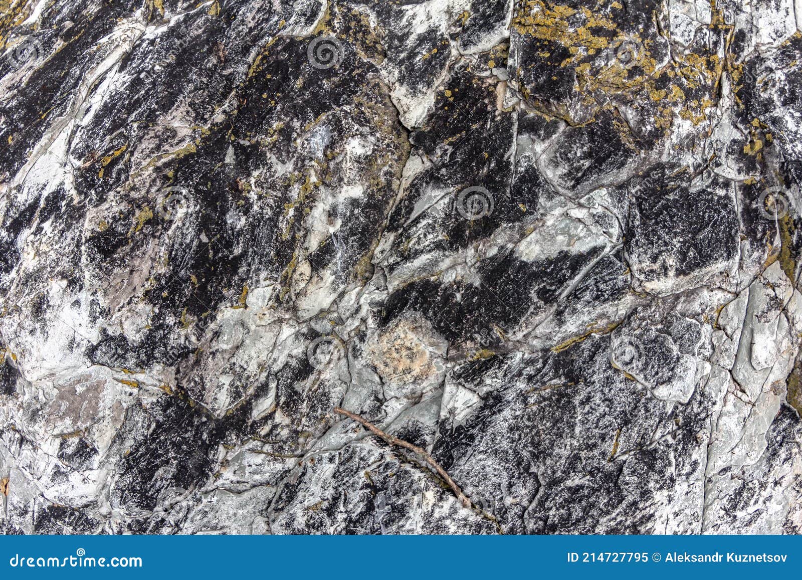 The Surface of the White Stone with Black and Yellow Patina. Texture ...