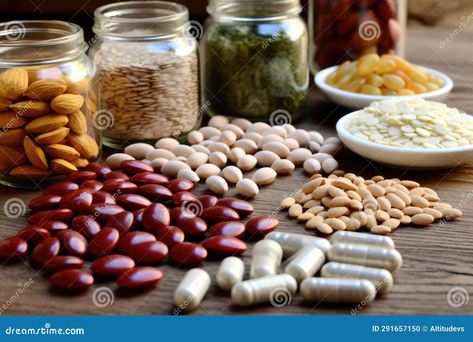 Surface with a Wide Assortment of Nutritional Supplements Stock Photo ...