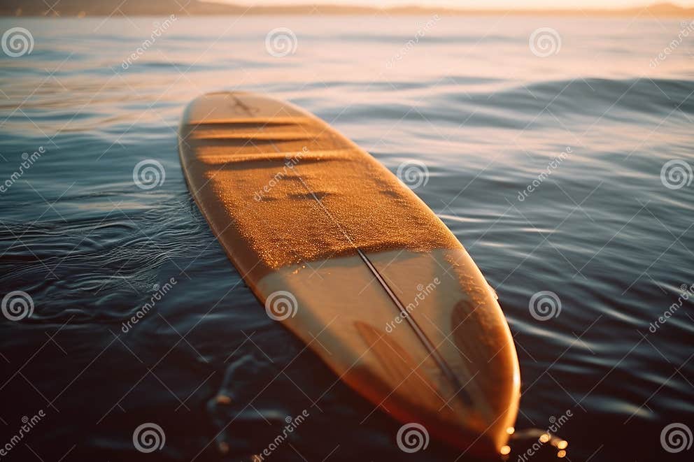 Surfboard on the Surface of the Water Stock Image - Image of reflection ...