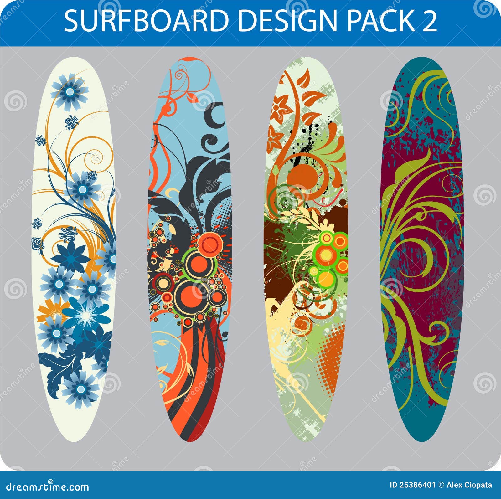 Surfboard design pack stock vector. Illustration of life - 25386401