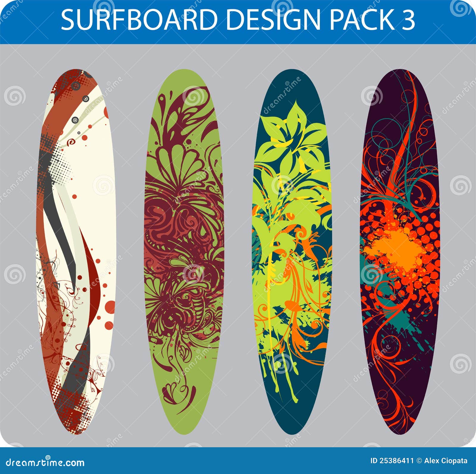 Surfboard design pack stock vector. Illustration of shape - 25386411