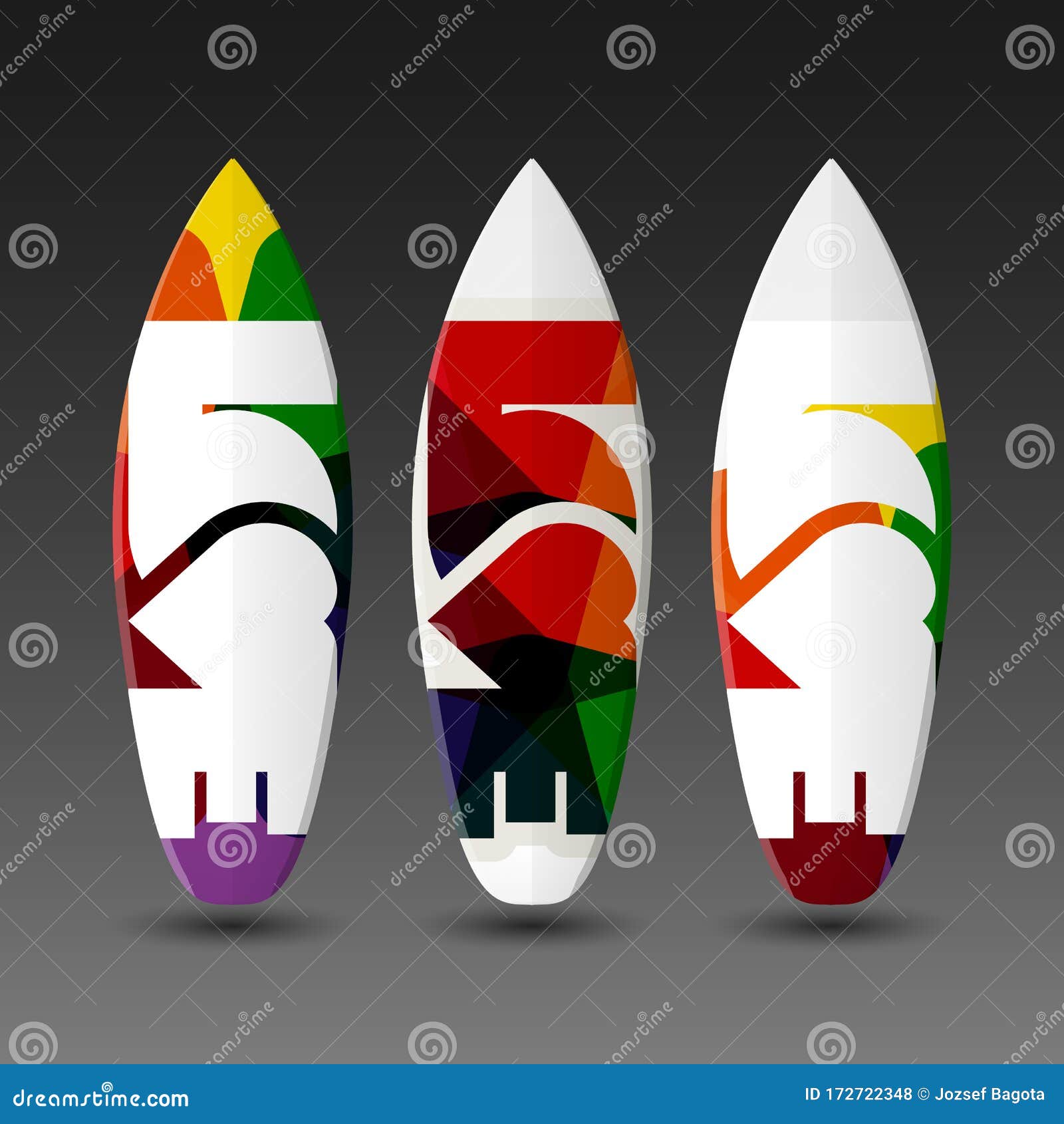 Surfboard Design Templates with Abstract LOVE Label Stock Vector ...