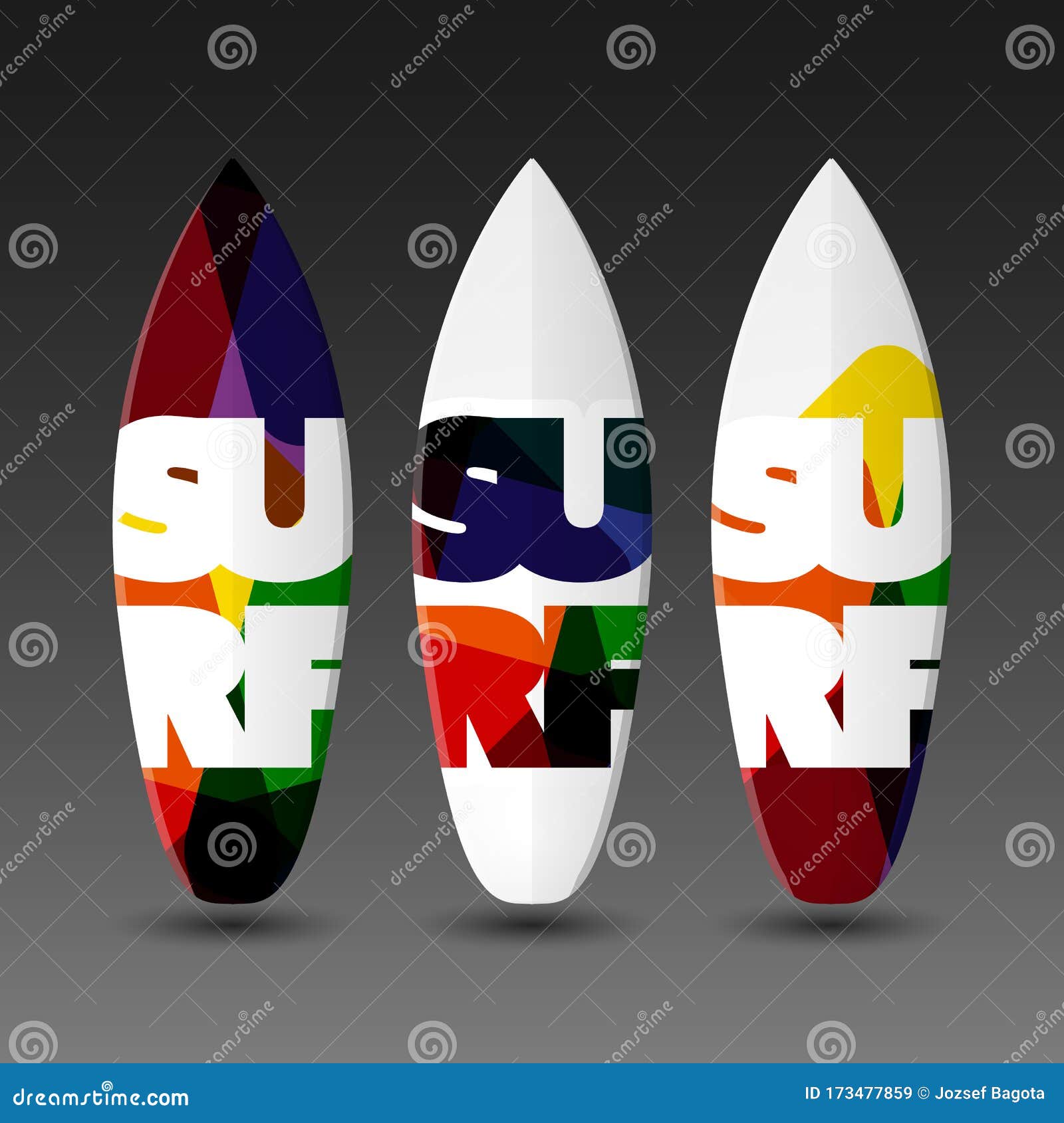 Surfboard Design Templates with Abstract SURF Label Stock Vector ...