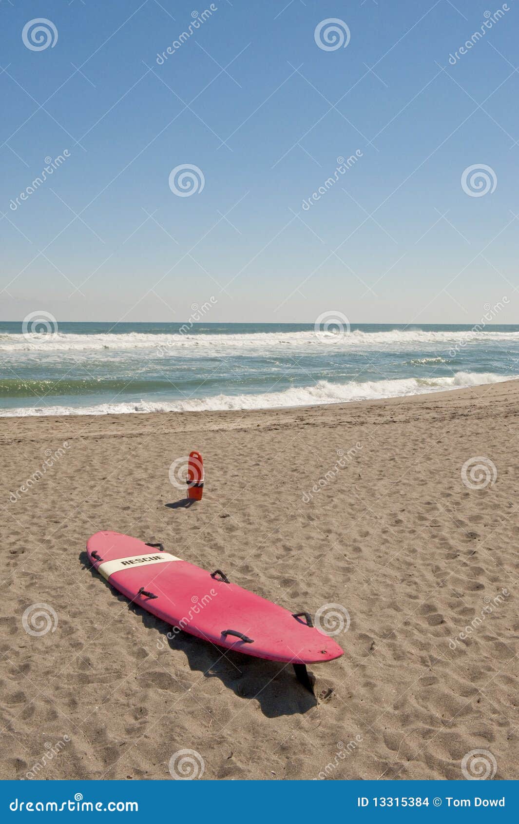 Surfboard and Float on Beach Stock Photo - Image of surfing, lifeguard ...