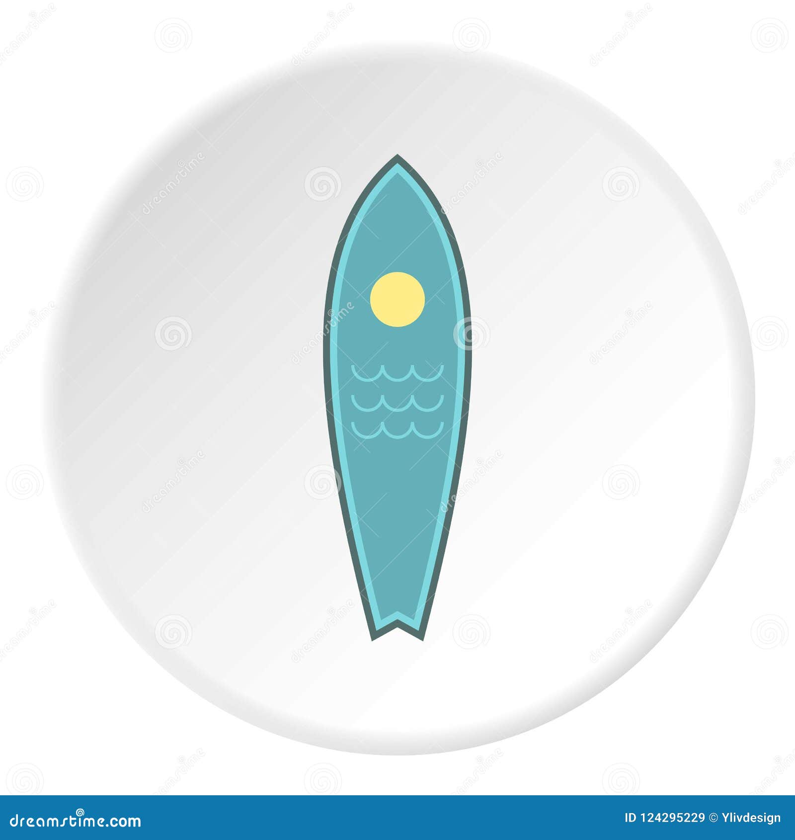 Surfboard icon, flat style stock illustration. Illustration of label ...