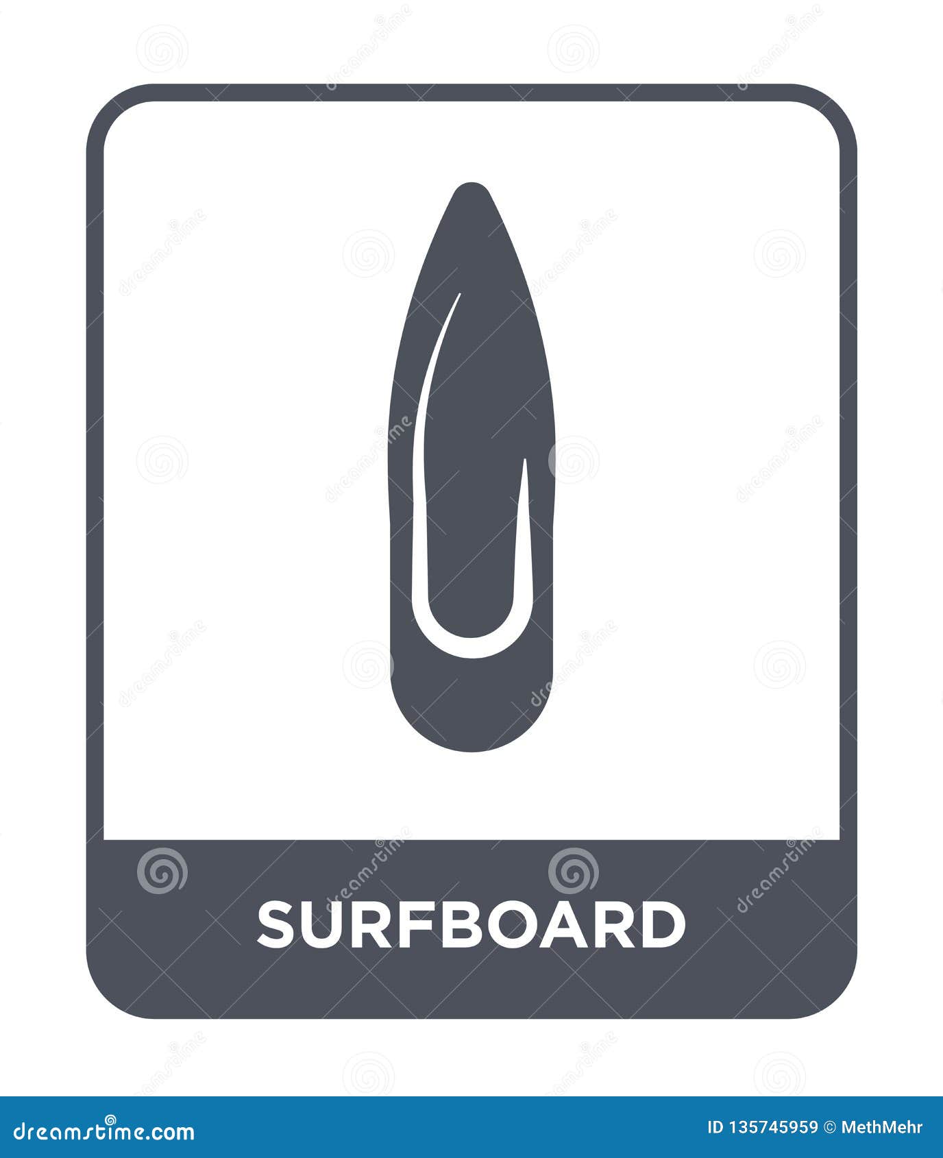 Surfboard Icon in Trendy Design Style. Surfboard Icon Isolated on White ...