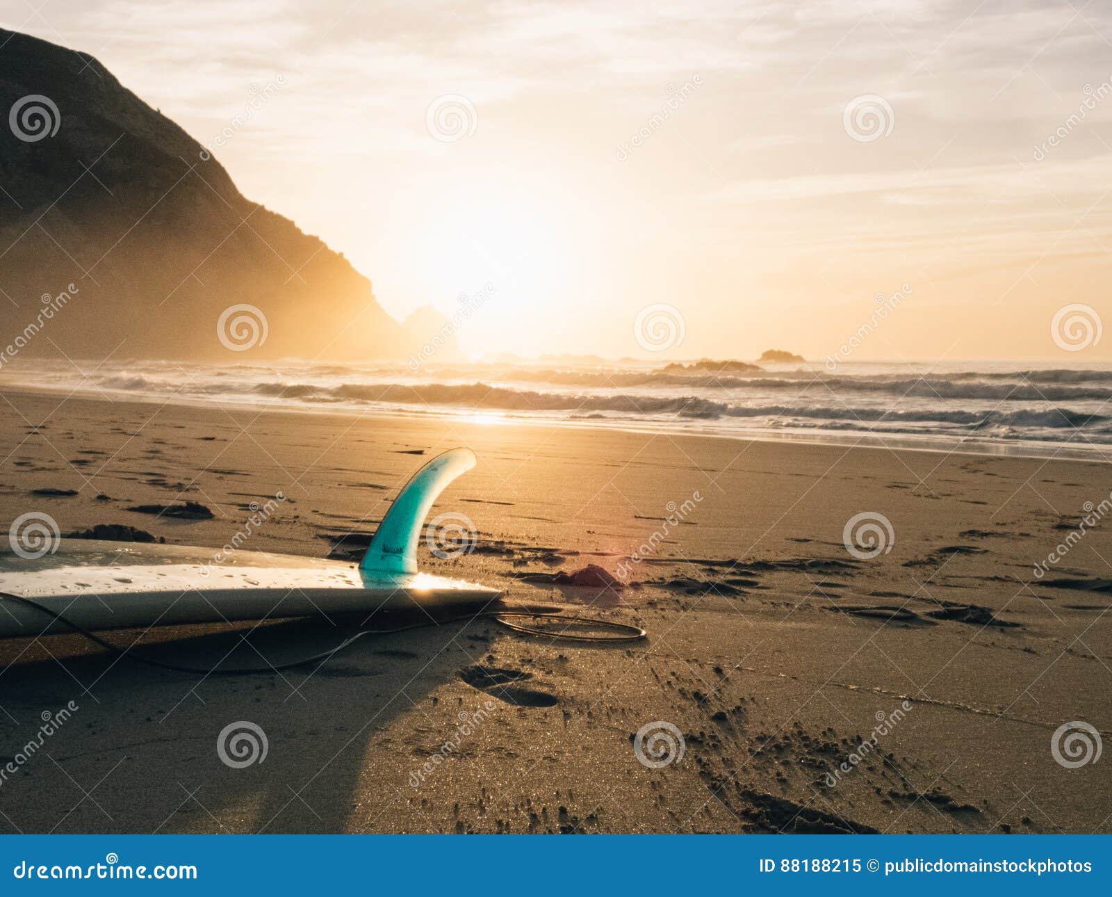 Surfboard Laying In Sand On Beach Picture. Image: 88188215
