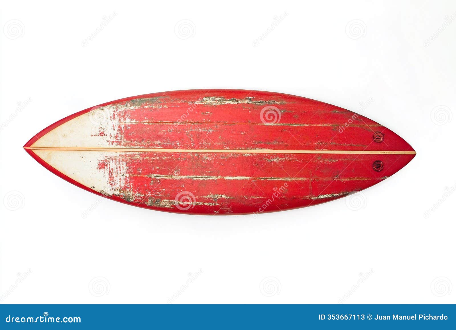 Surfboard in Red and White Colors, Worn Over the Years Stock ...