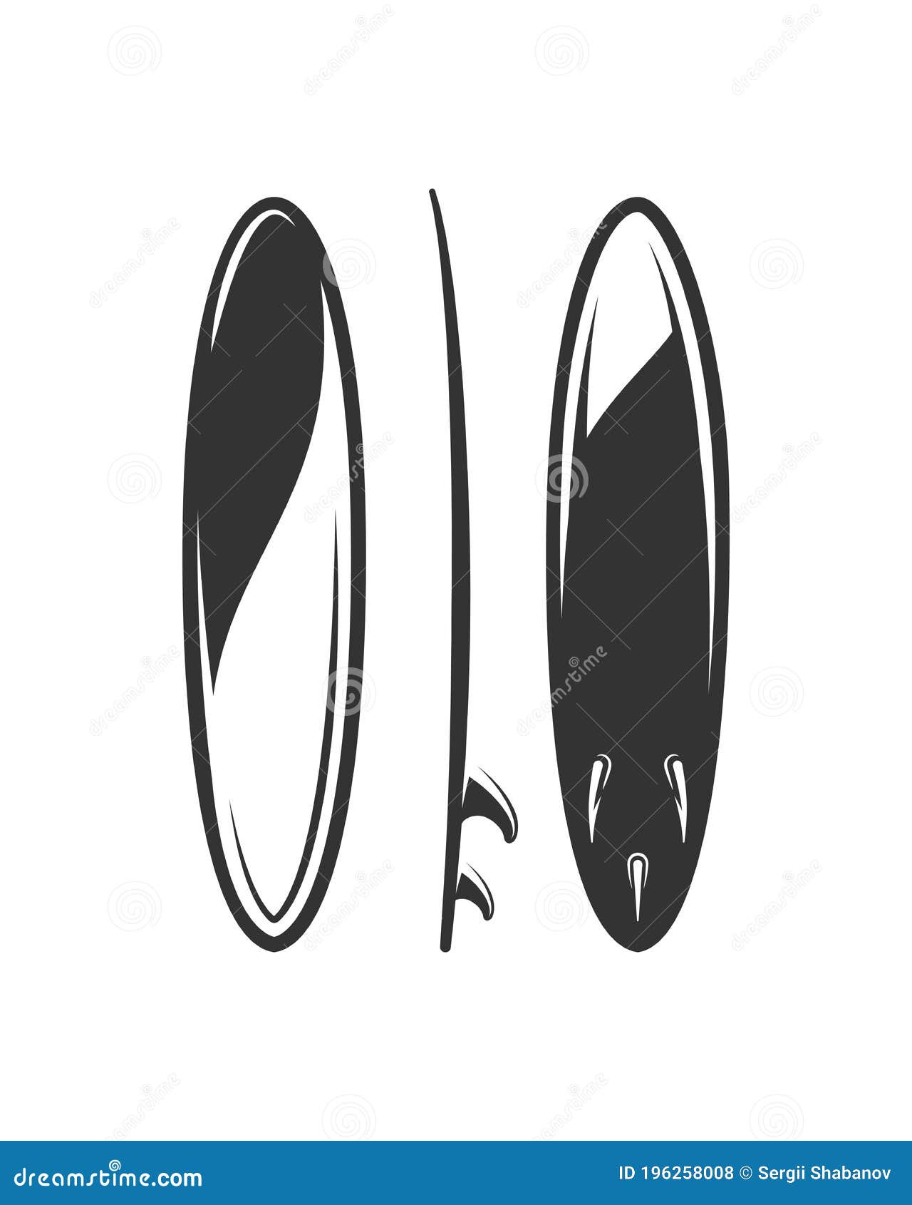 Surfboard Silhouette Isolated on White Background Stock Vector ...