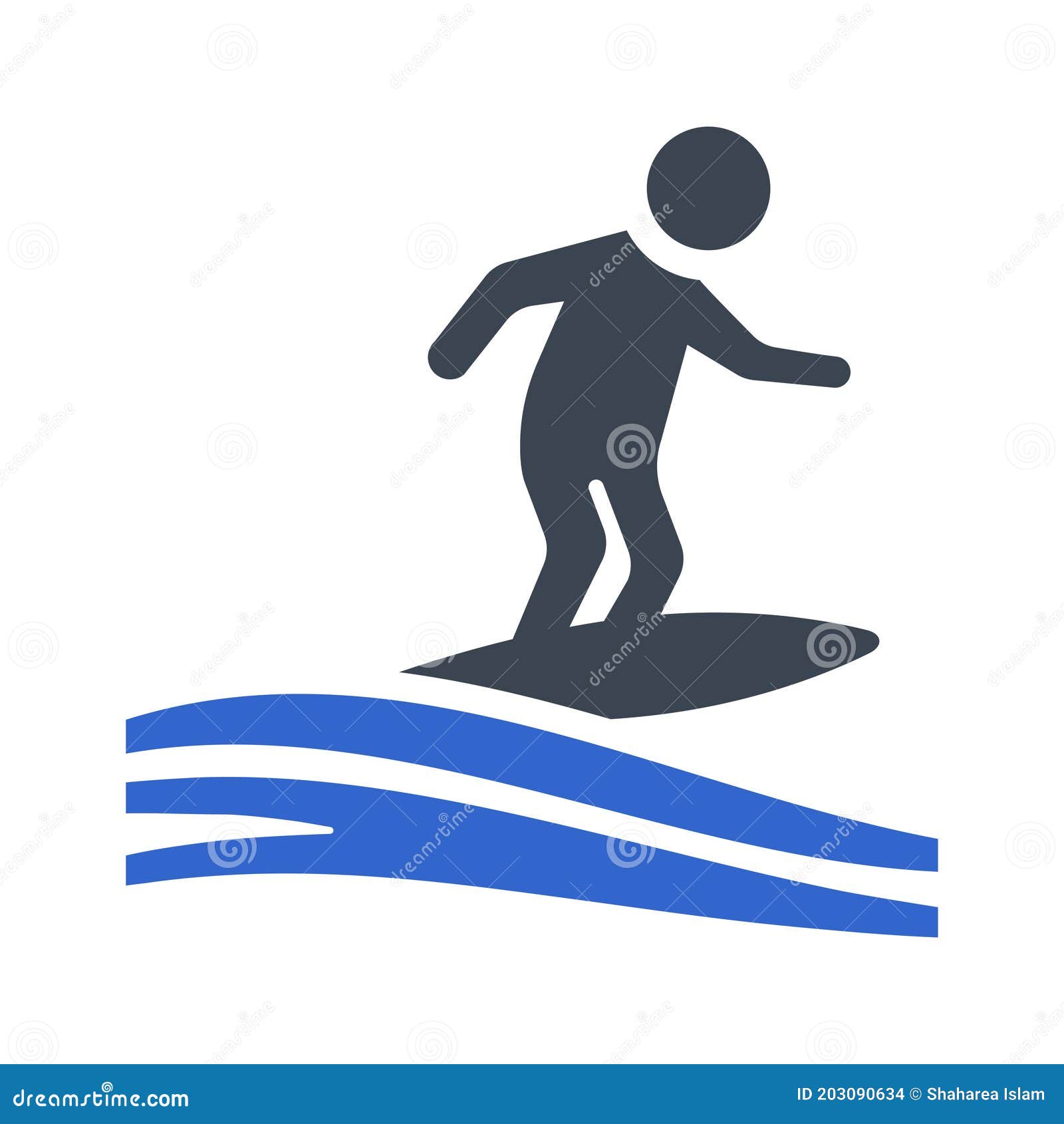 Surfboard, surfing icon stock vector. Illustration of surfboard - 203090634