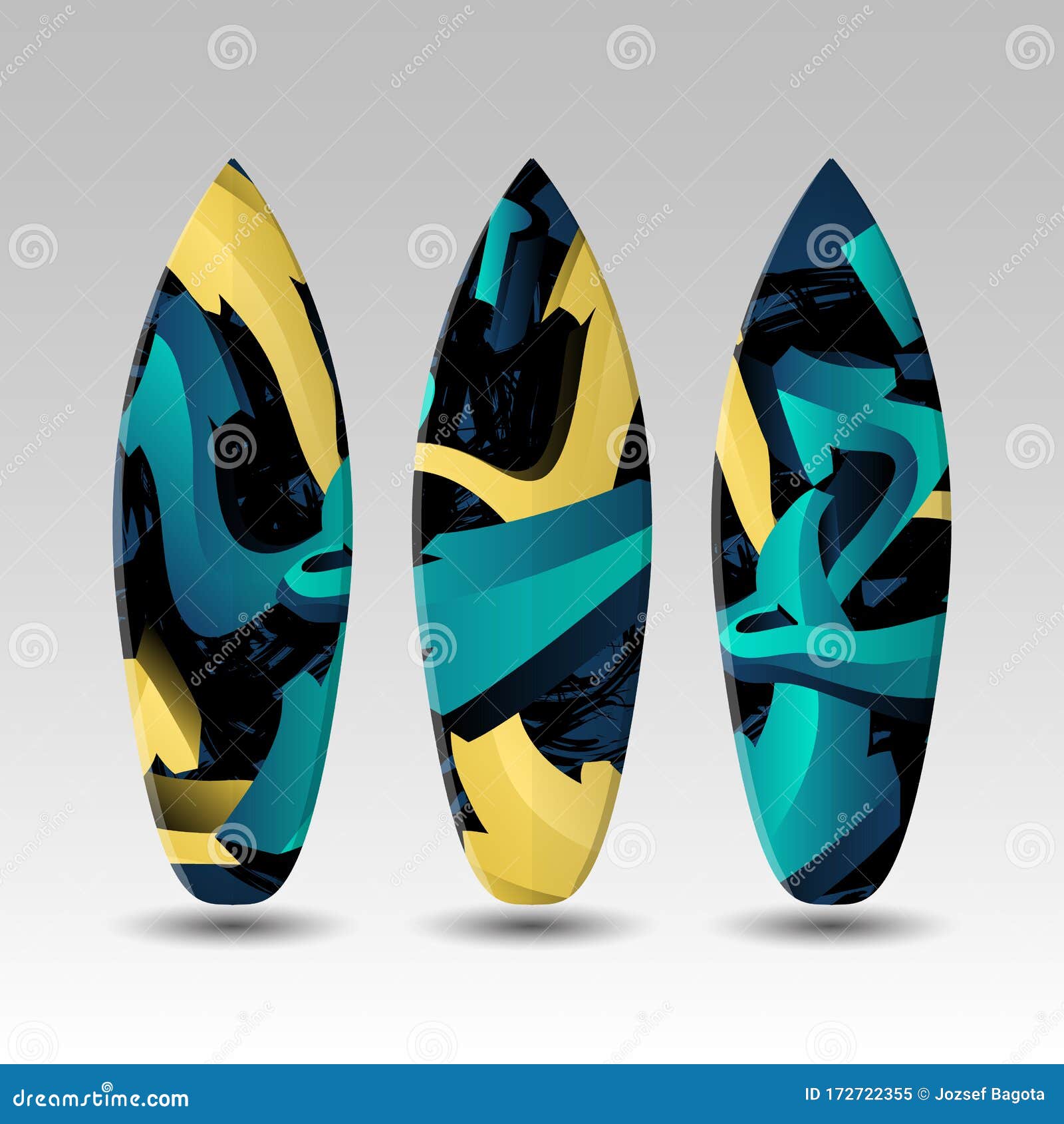 Surfboards Design Template with Abstract Graffiti Pattern Stock Vector ...