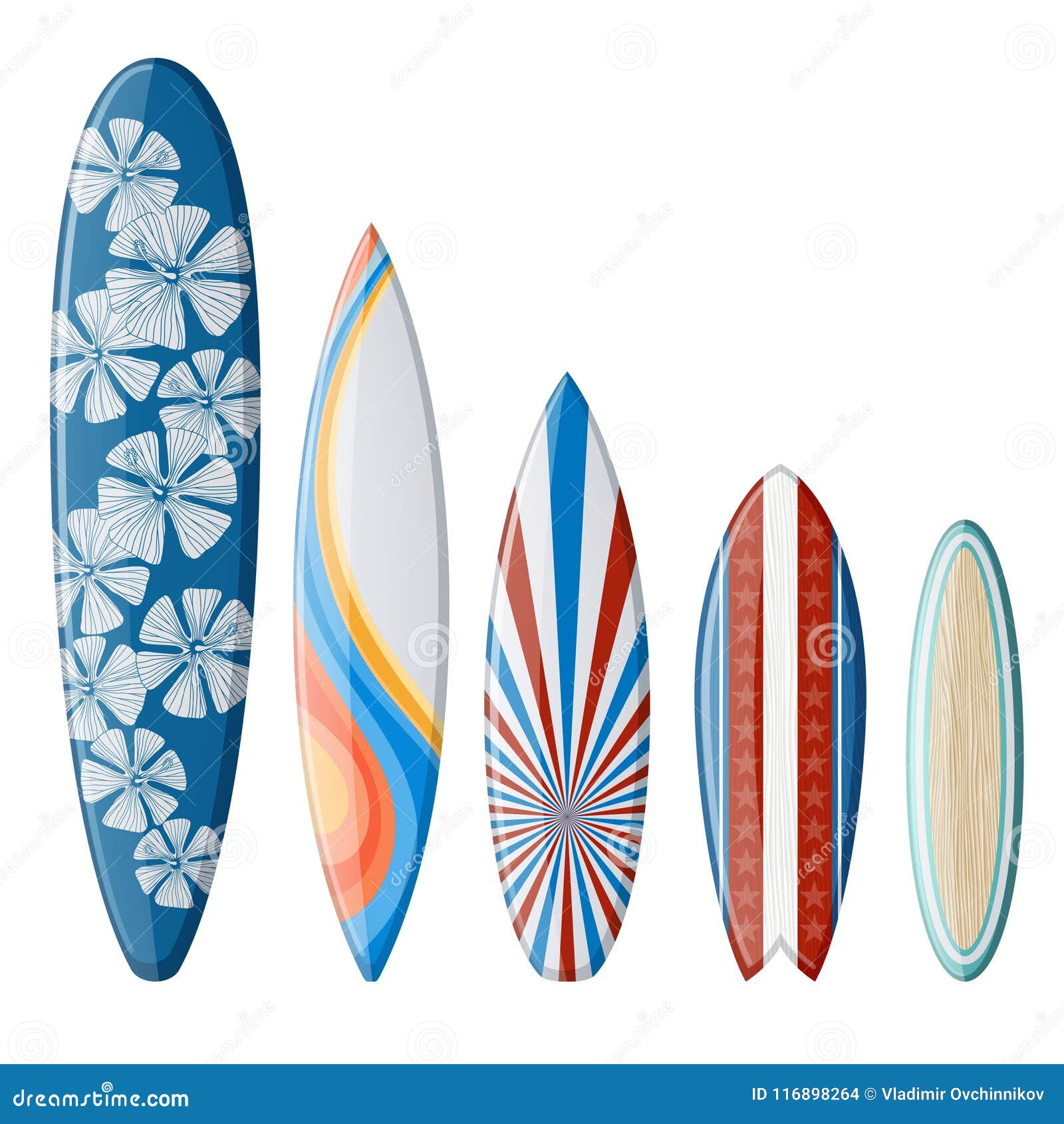 Surfboards Set with Flat Design Stock Vector - Illustration of sport ...