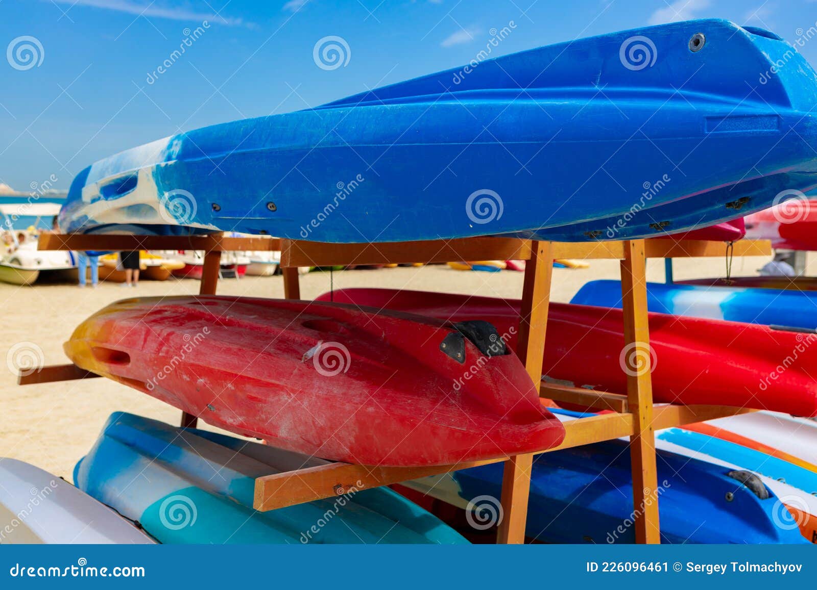 Surfboards Stacked on the Rack on a Beach Stock Image - Image of rack ...