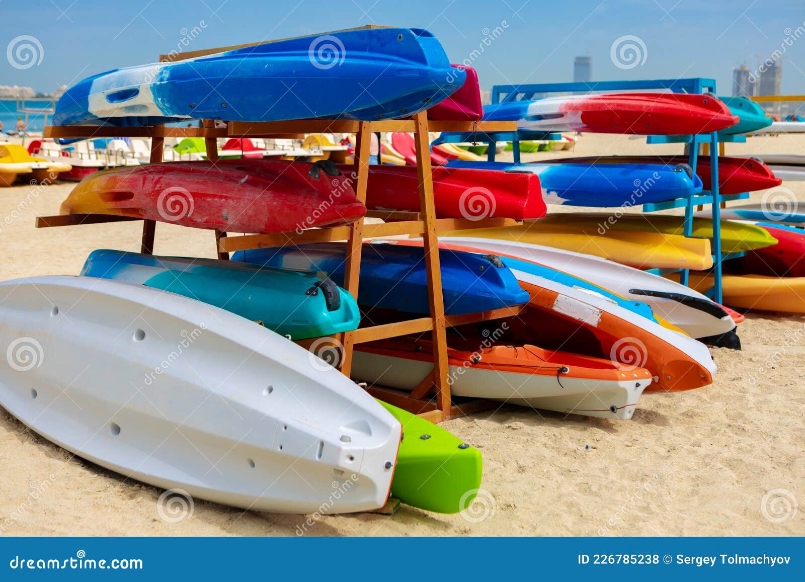 Surfboards Stacked on the Rack on a Beach Stock Photo - Image of lock ...