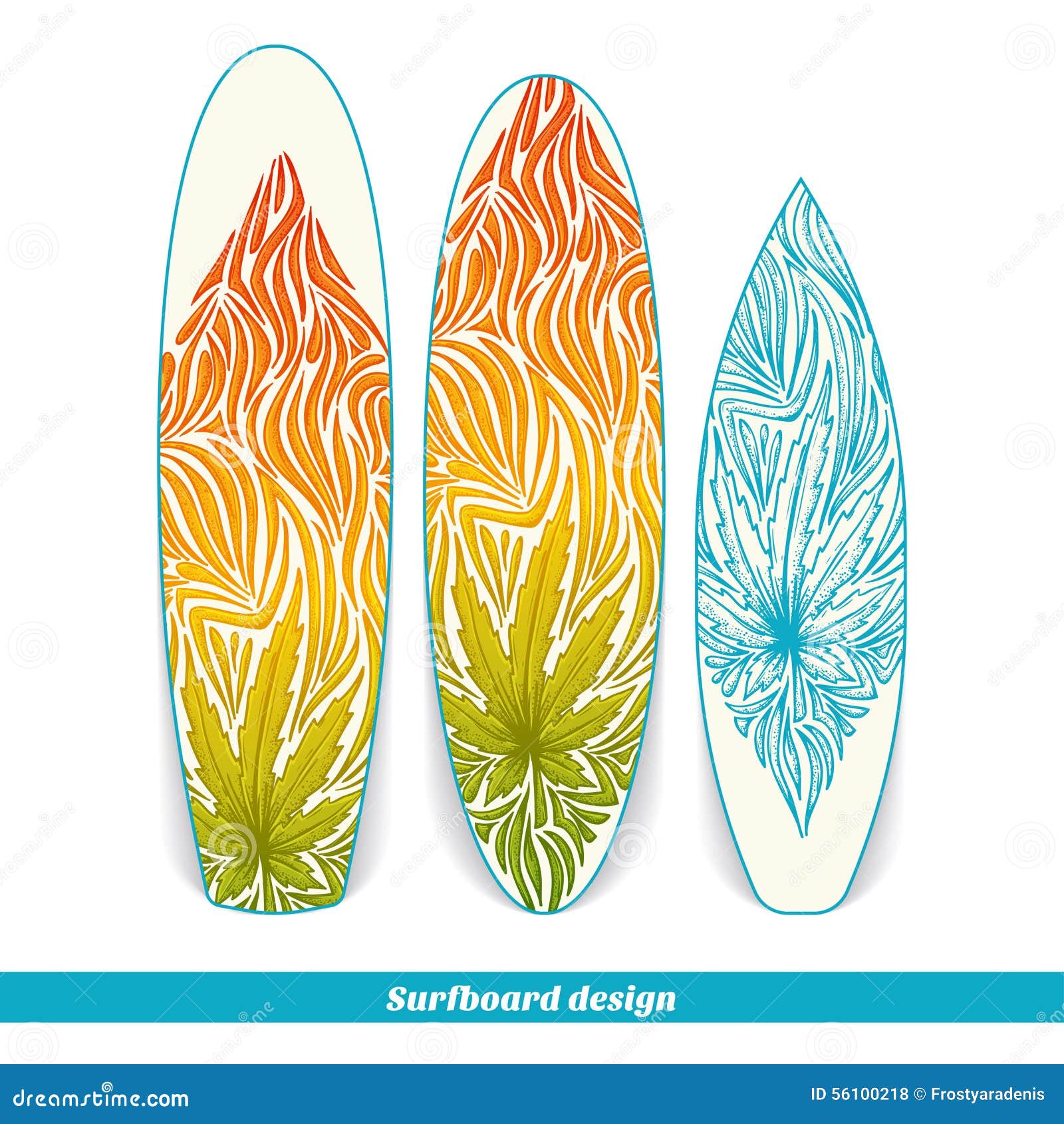 Surfbrett-Design drei vektor abbildung. Illustration von hawaiianer - 56100218