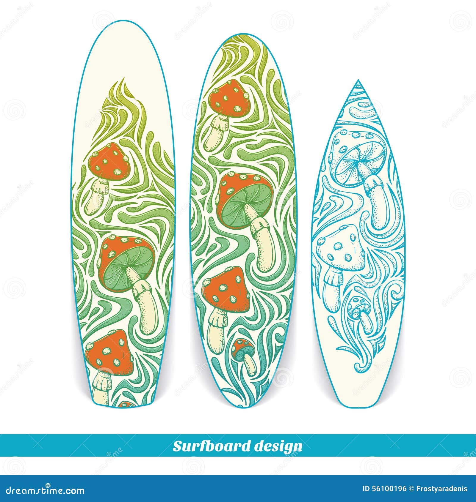 Surfbrett-Design vier vektor abbildung. Illustration von party - 56100196