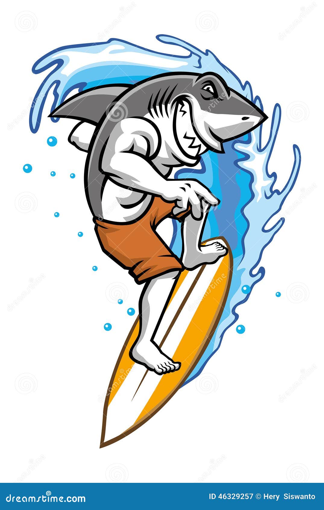 Surfende haai vector illustratie. Illustration of water - 46329257