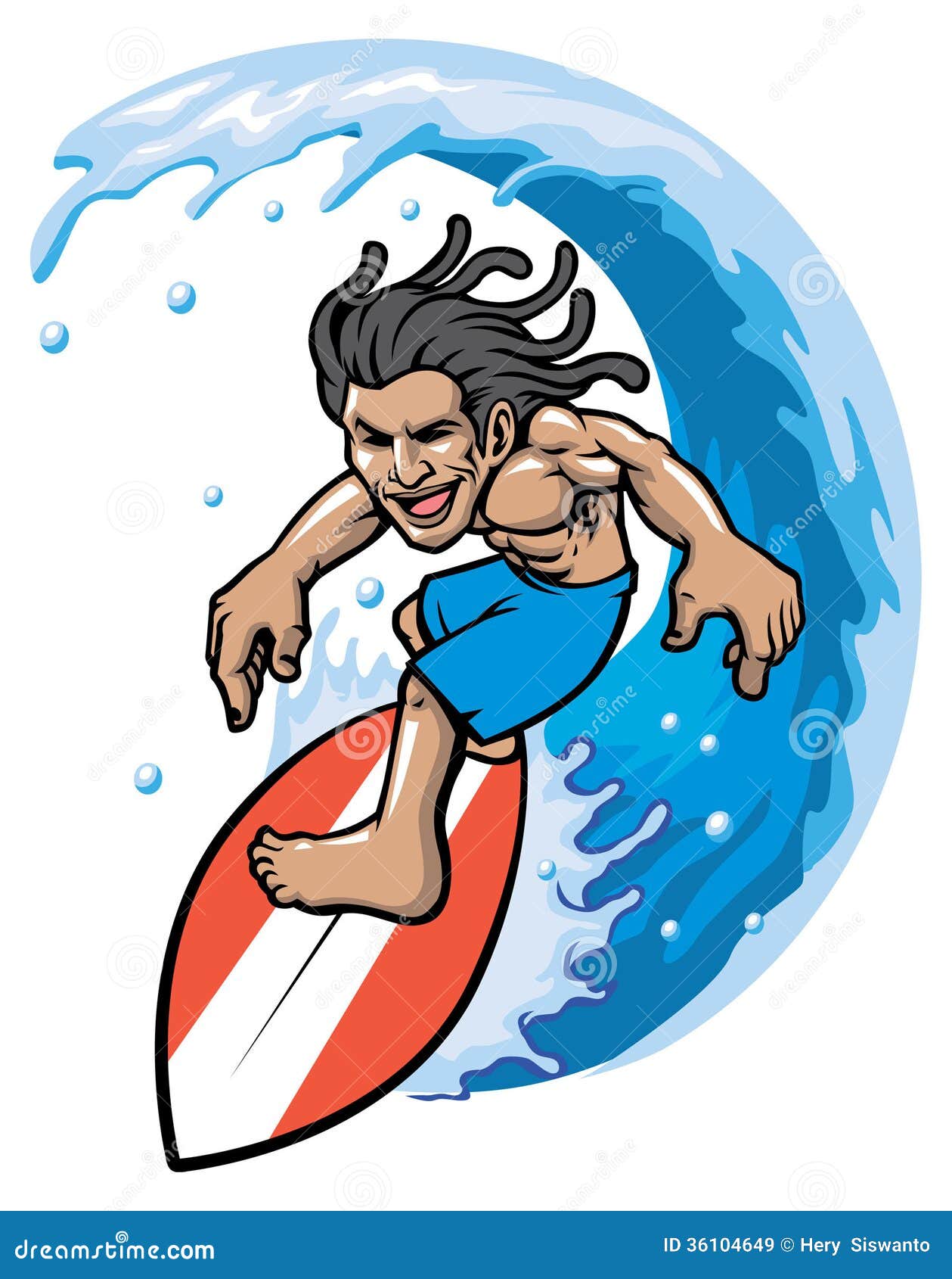 Surfer in action stock vector. Illustration of cartoon - 36104649