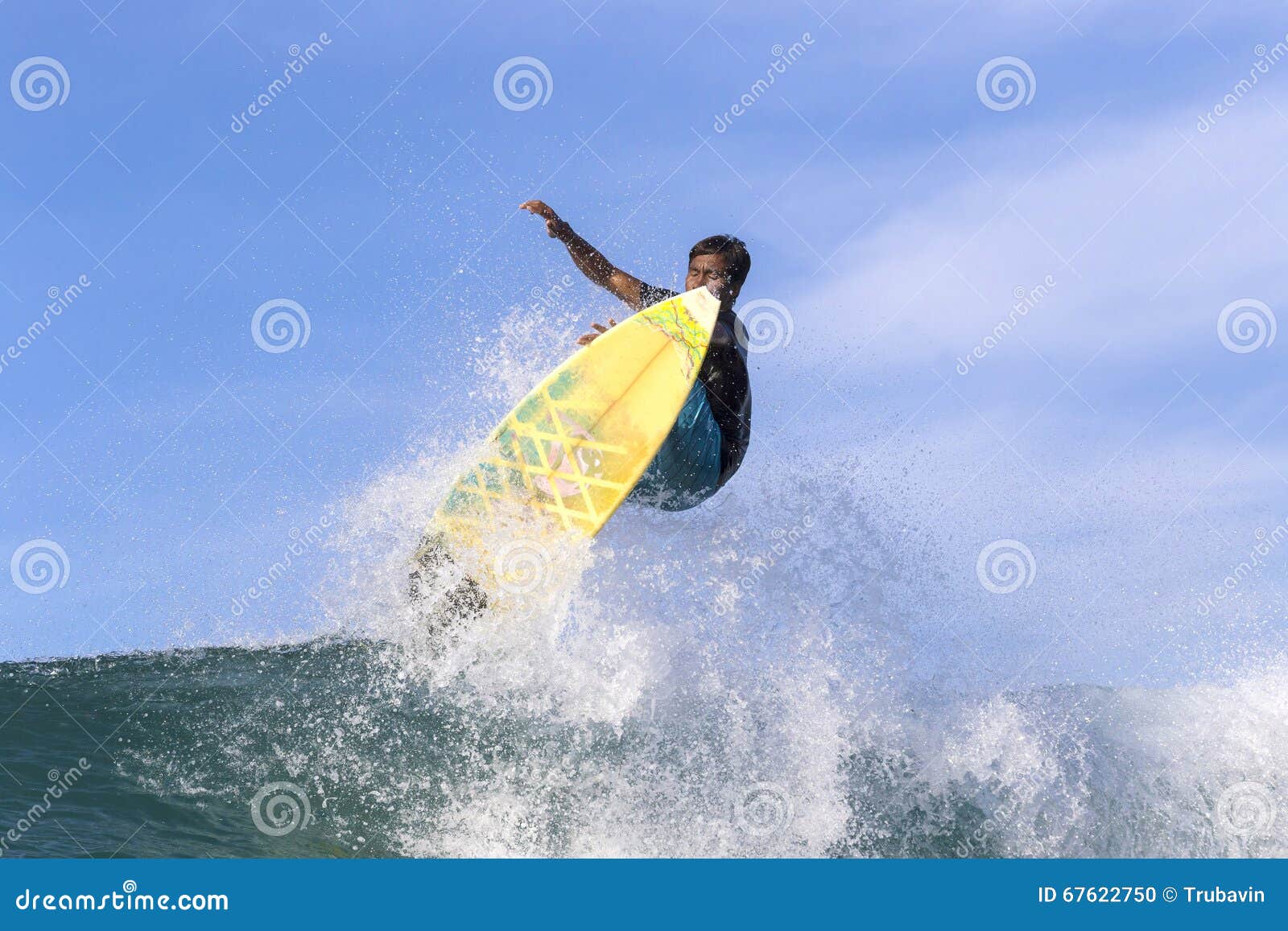 Surfer on Amazing Blue Wave Stock Photo - Image of exercise, beach ...