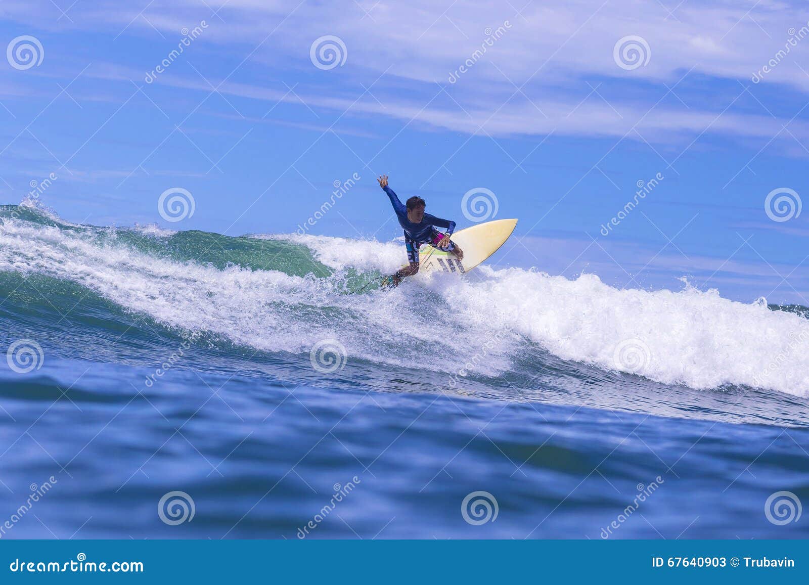 Surfer on Amazing Blue Wave Stock Image - Image of athletics, blue ...
