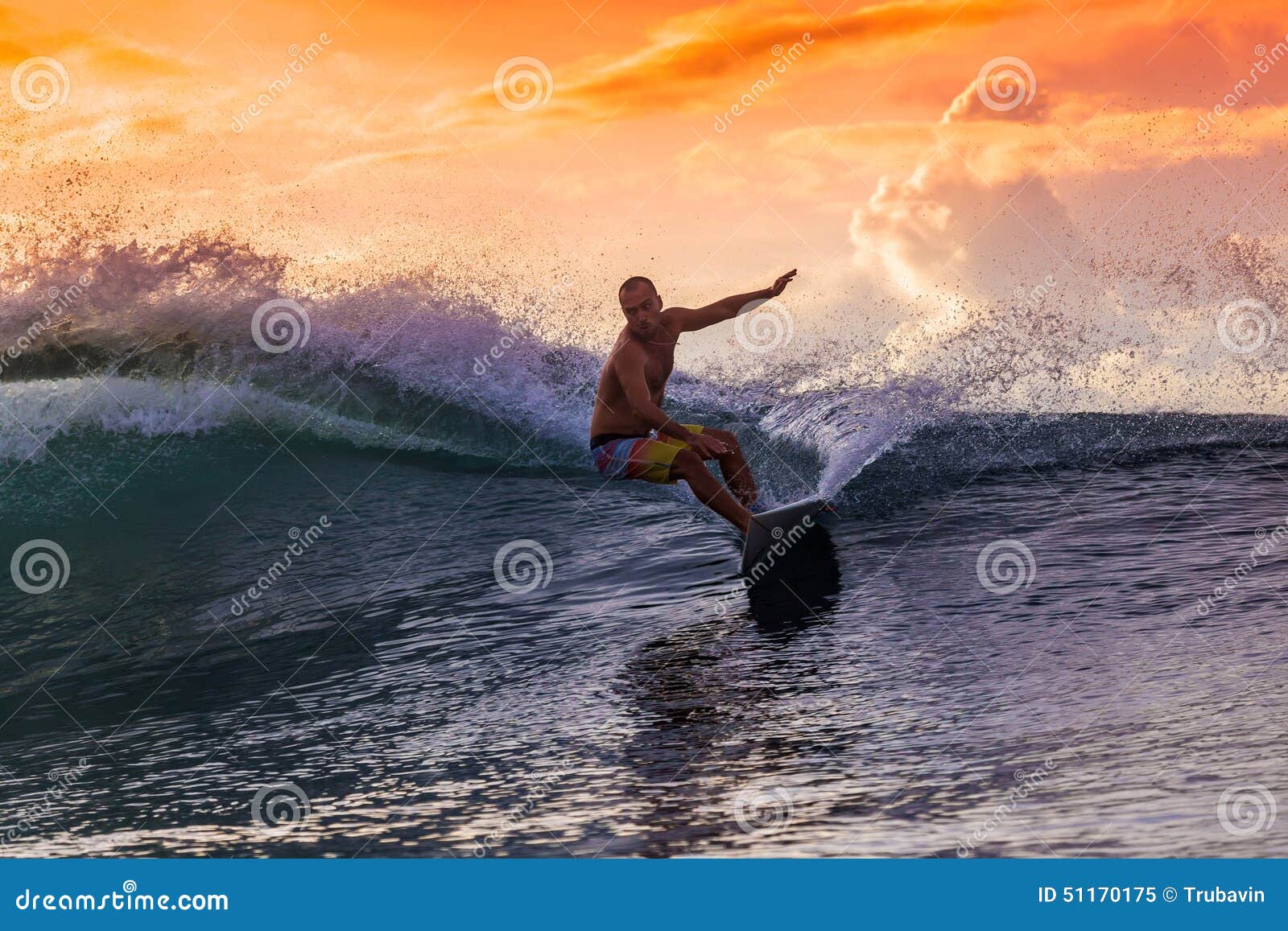 Surfer on Amazing Wave stock image. Image of sports, pacific - 51170175