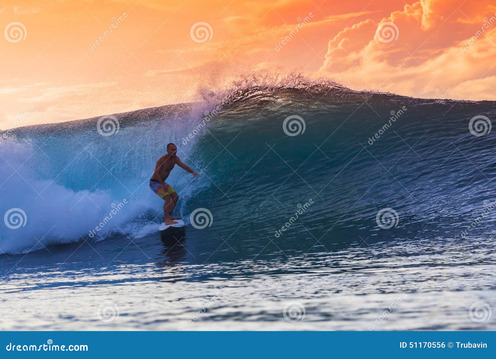 Surfer on Amazing Wave stock photo. Image of barrel, splash - 51170556