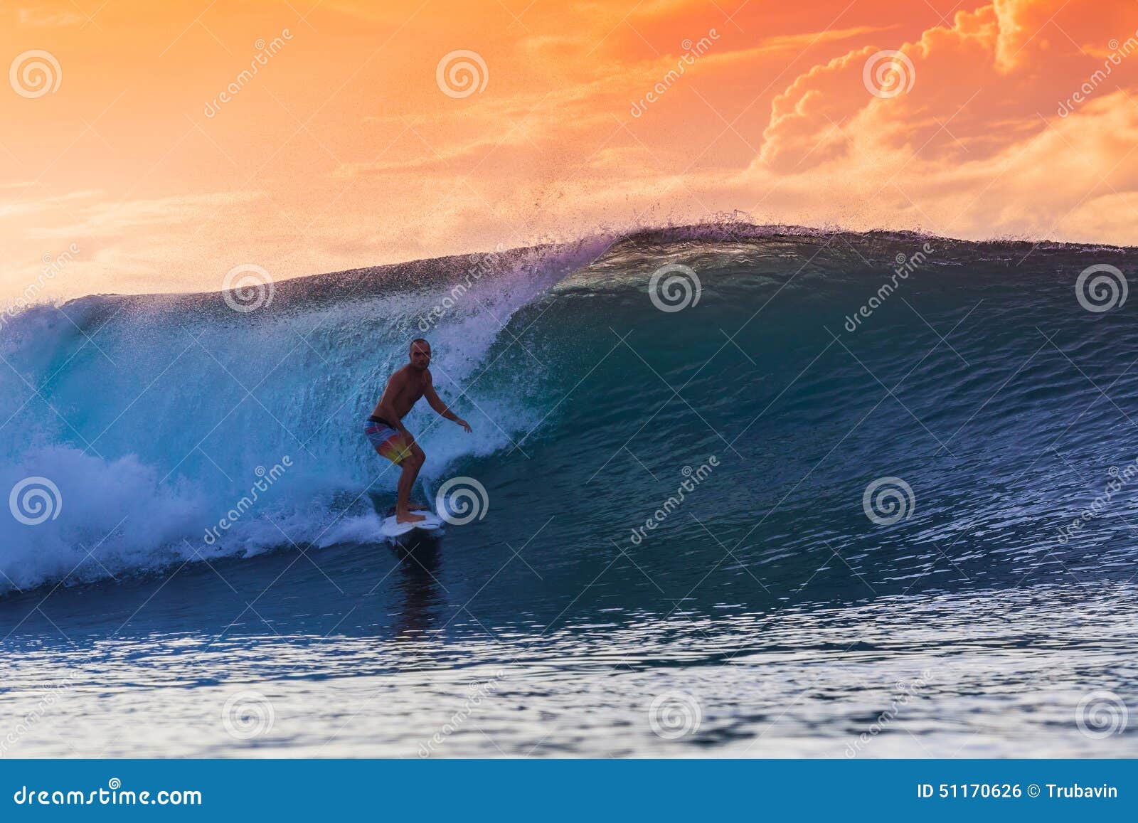 Surfer on Amazing Wave stock photo. Image of blue, power - 51170626