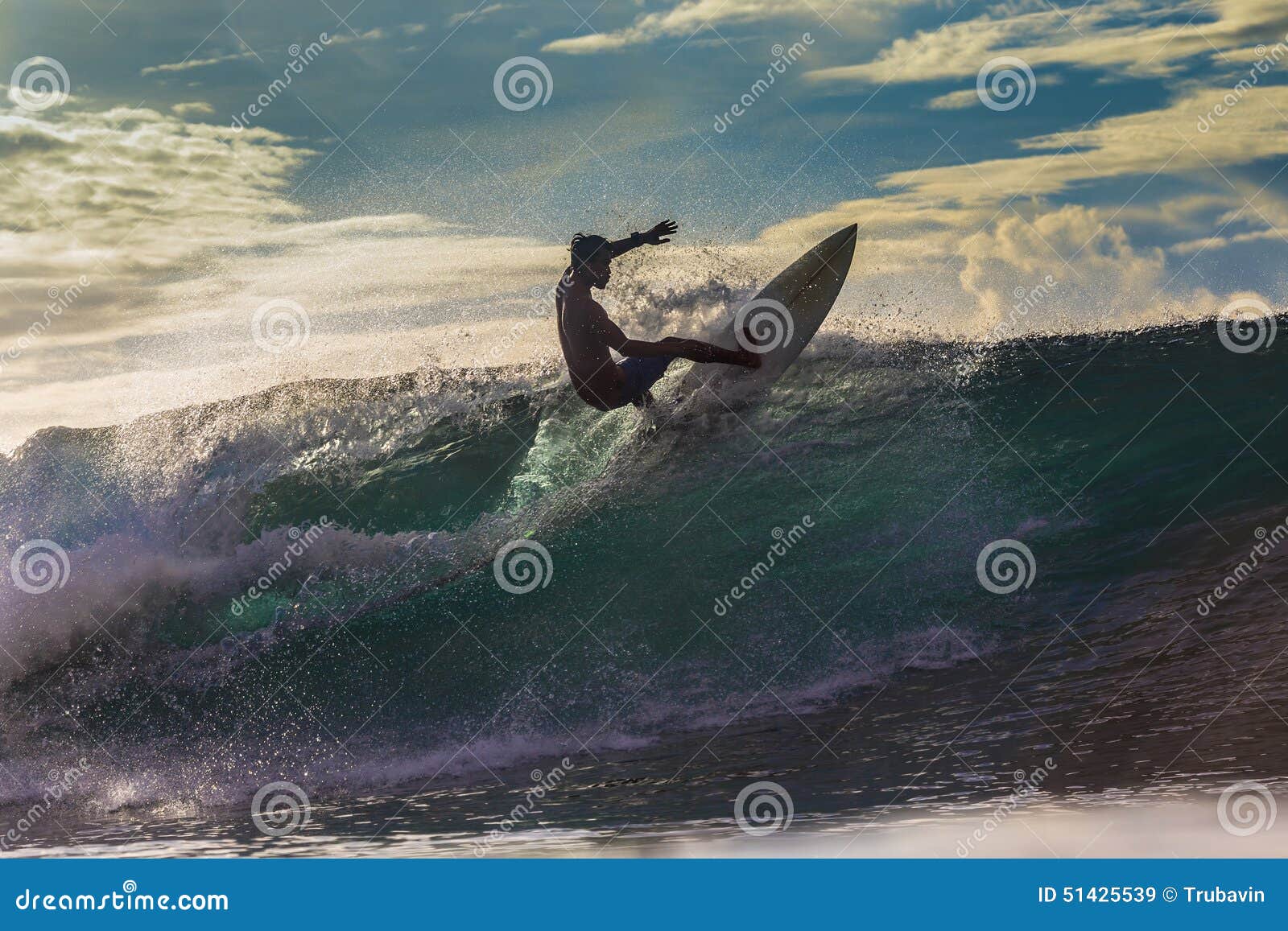 Surfer on Amazing Wave stock image. Image of barrel, spray - 51425539