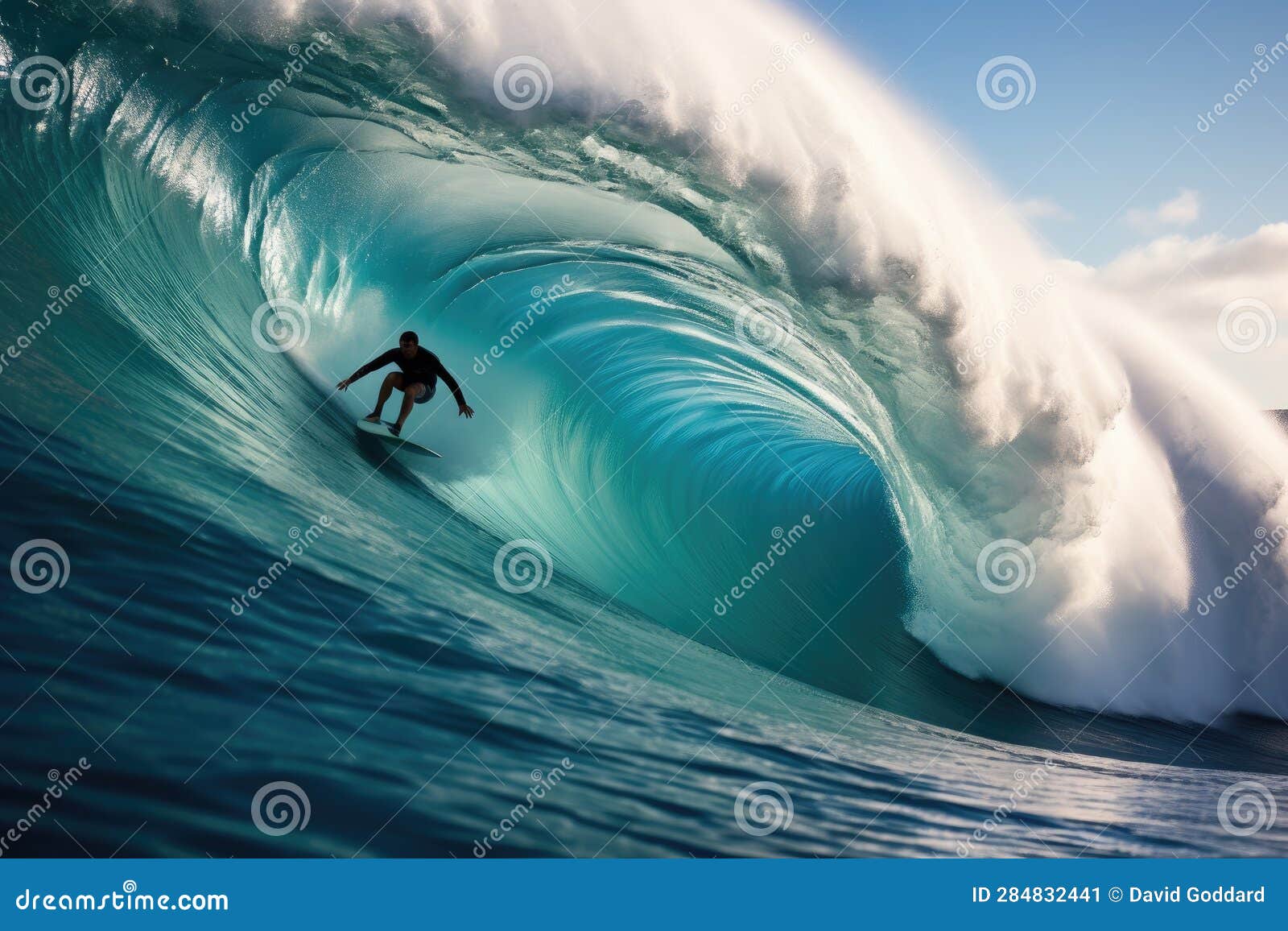 Surfer in a Barrel Wave stock illustration. Illustration of sport ...