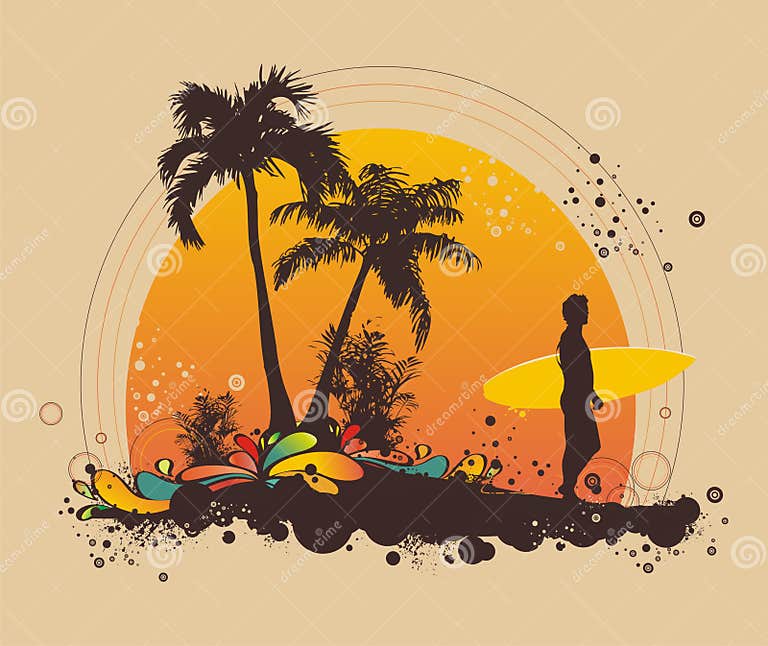 Surfer on the beach stock vector. Illustration of eroded - 10324000