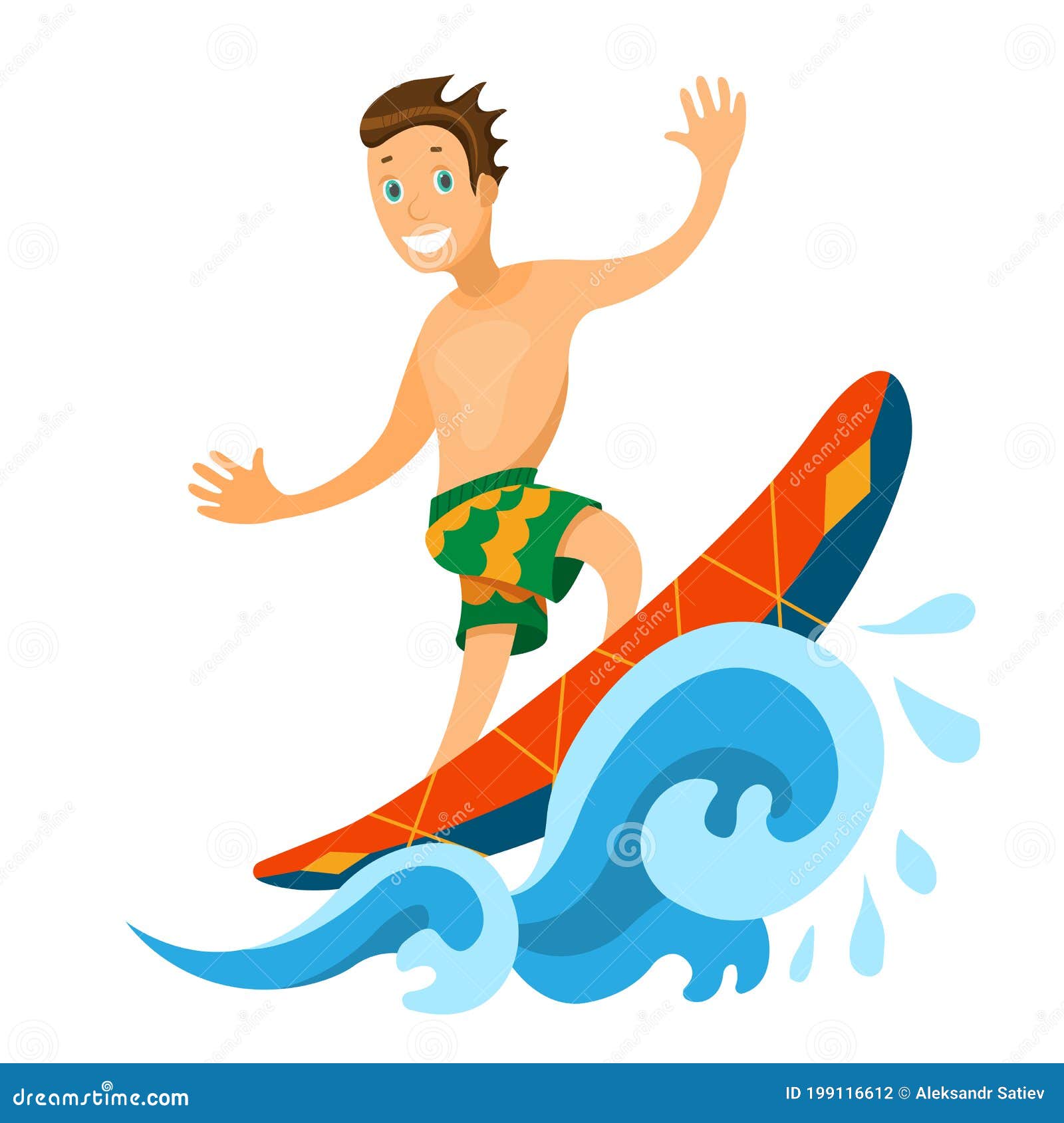 Surfer on the wave 2 stock vector. Illustration of blue - 199116612