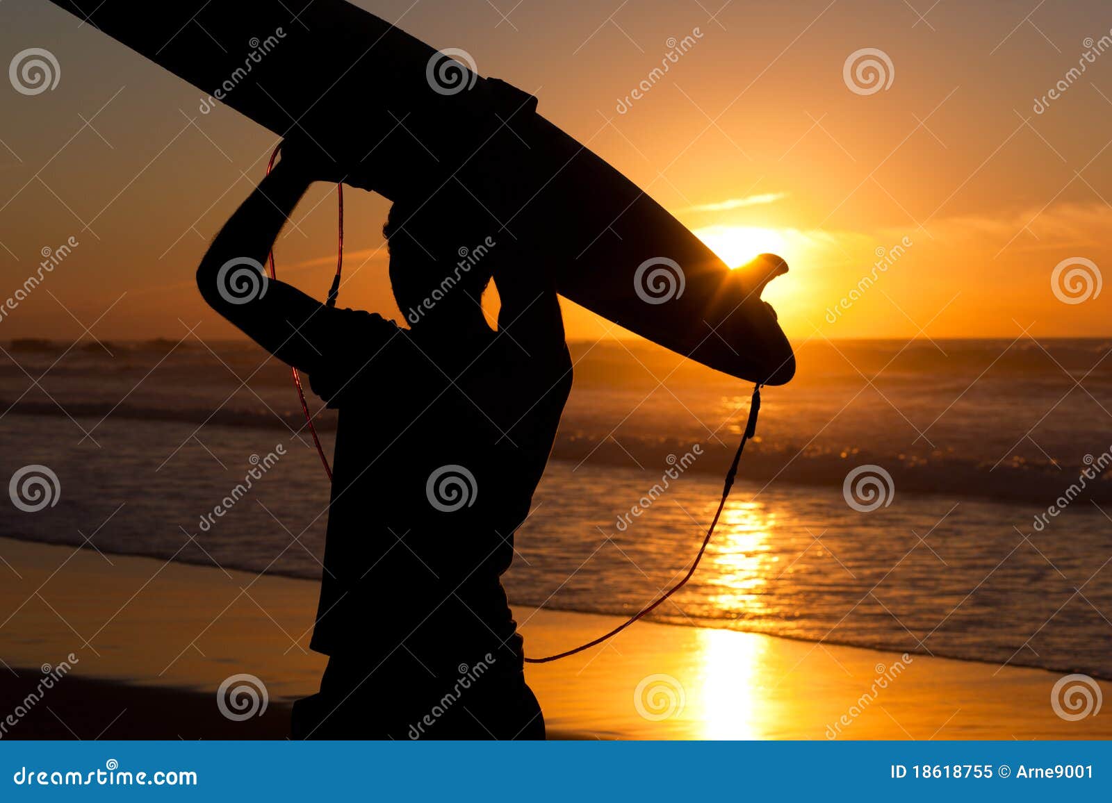 Surfer and Board in Evening Sun Stock Image - Image of exercise ...