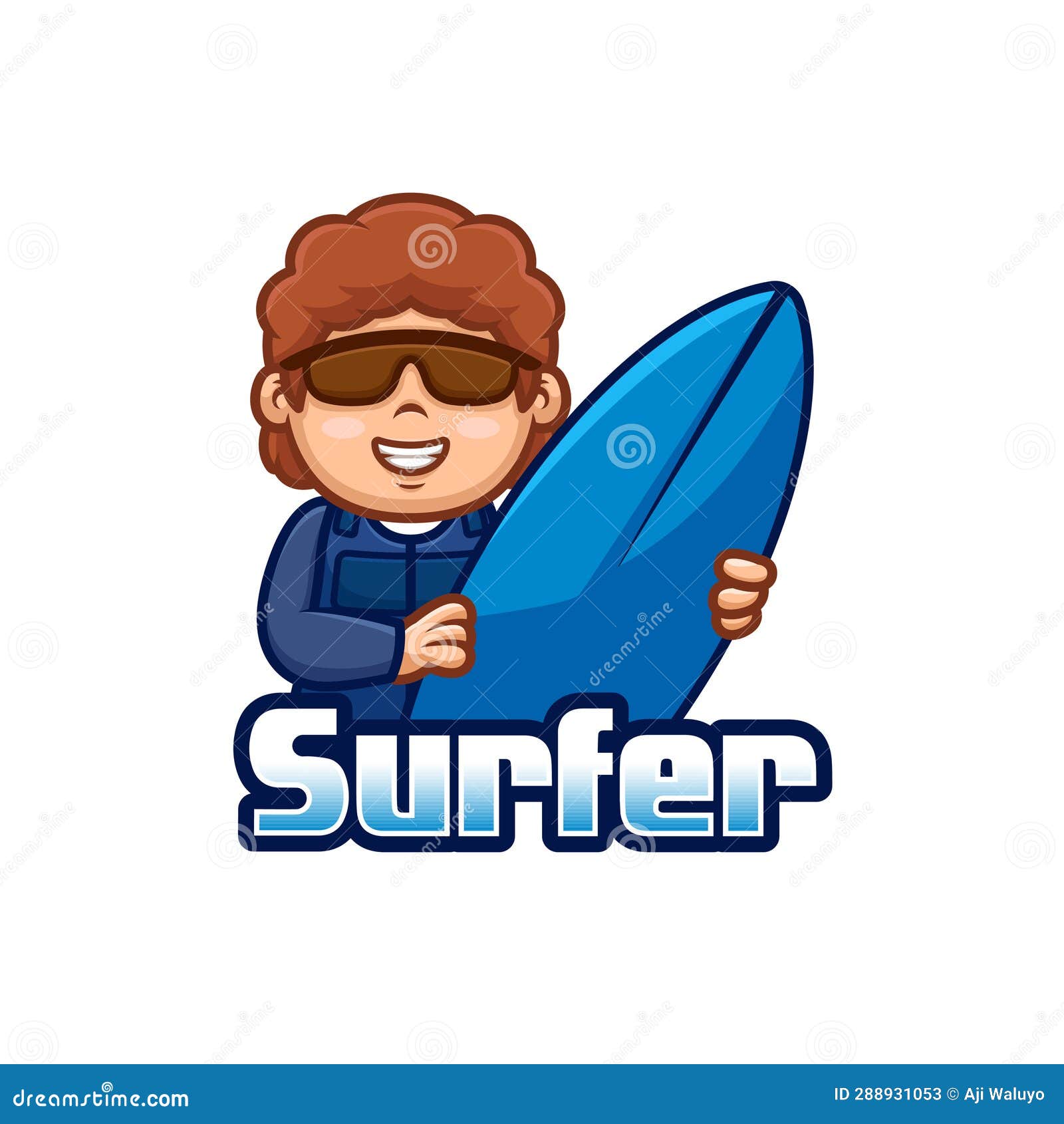 Surfer Cartoon Mascot Logo stock illustration. Illustration of beach ...