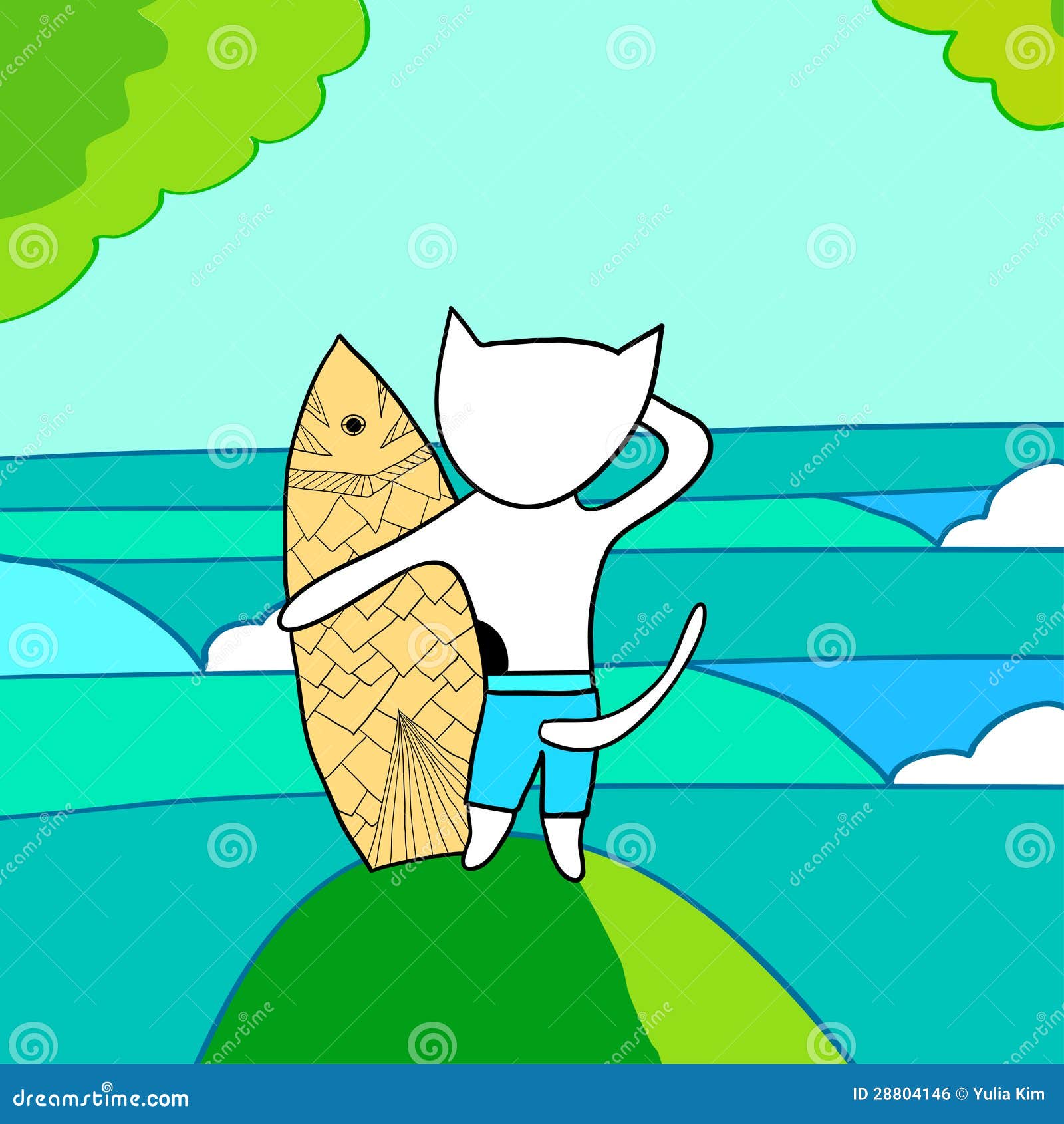 Surfer Cat Royalty Free Stock Image - Image: 28804146