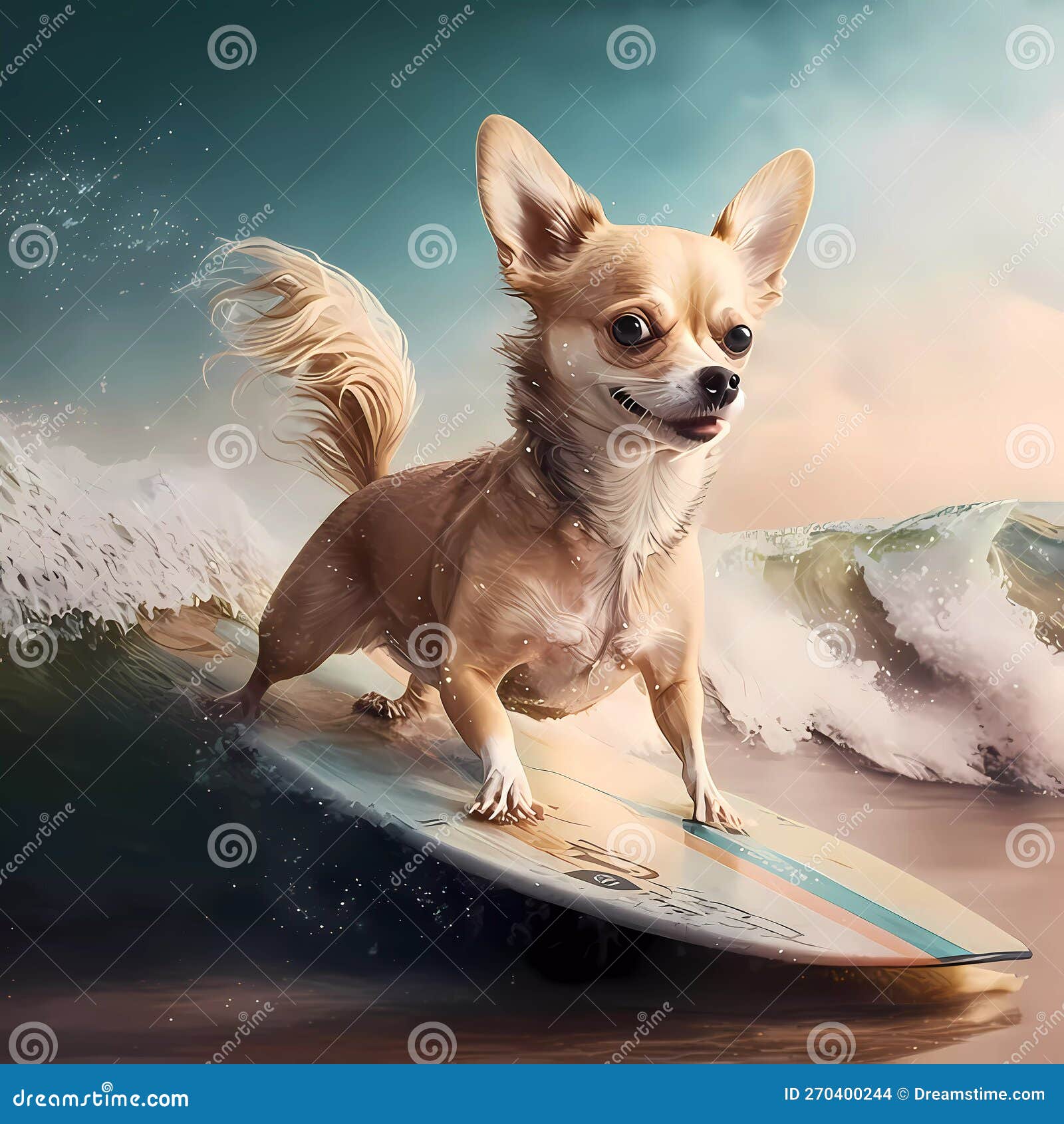 Surfer Dog. Dog is Surfing. Generative AI. Copy Space. Stock ...