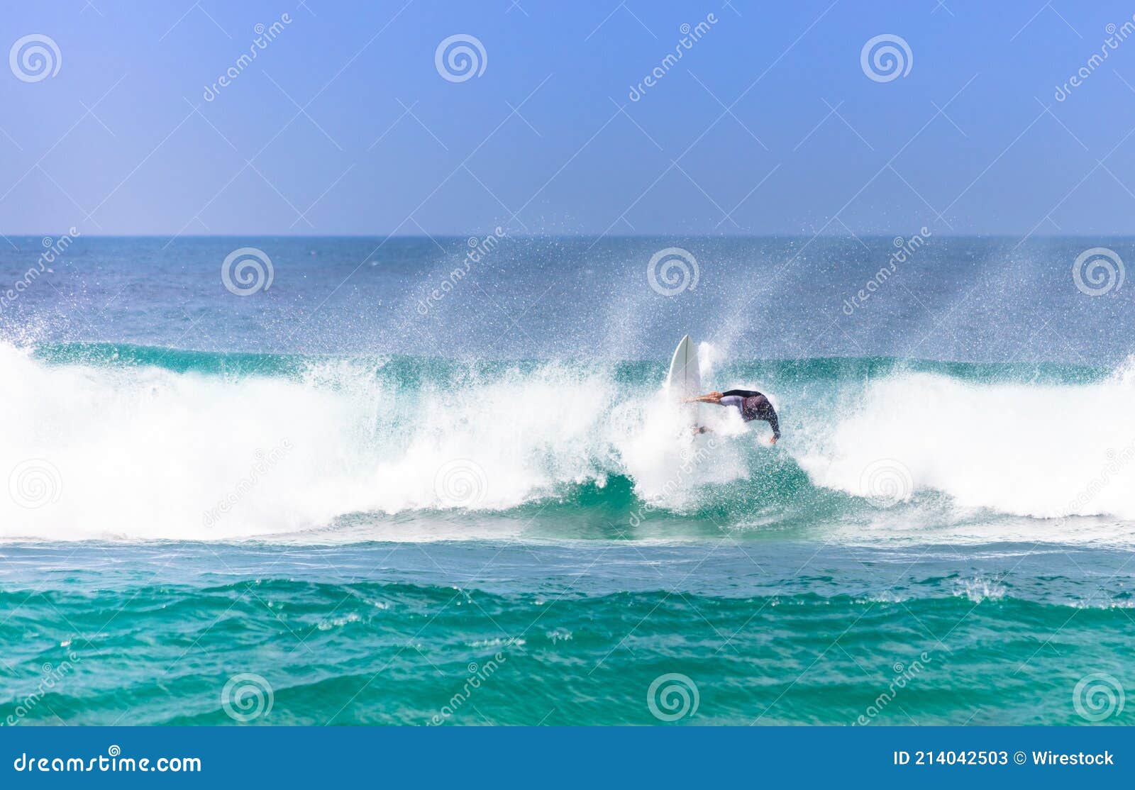Surfer Doing Tricks Taking Over the Waves of the Ocean Stock Image ...