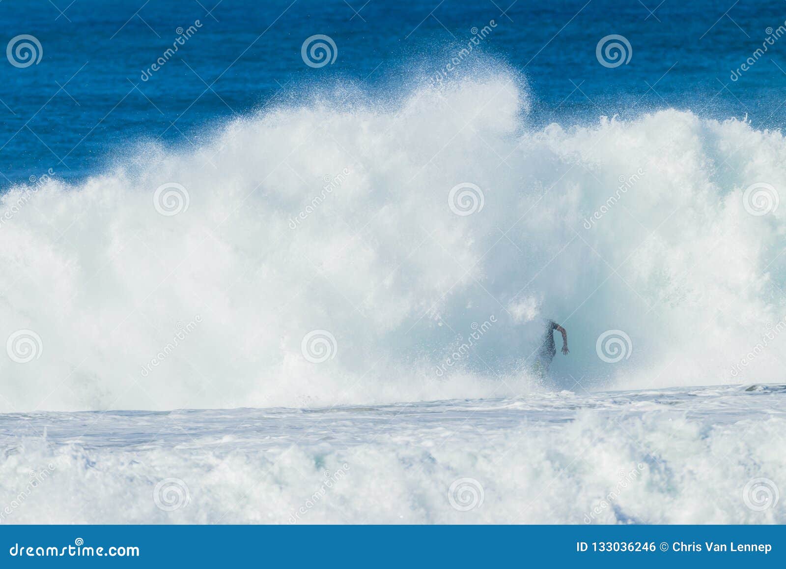 Surfer Exploding Wave Danger Stock Photo - Image of exploding ...