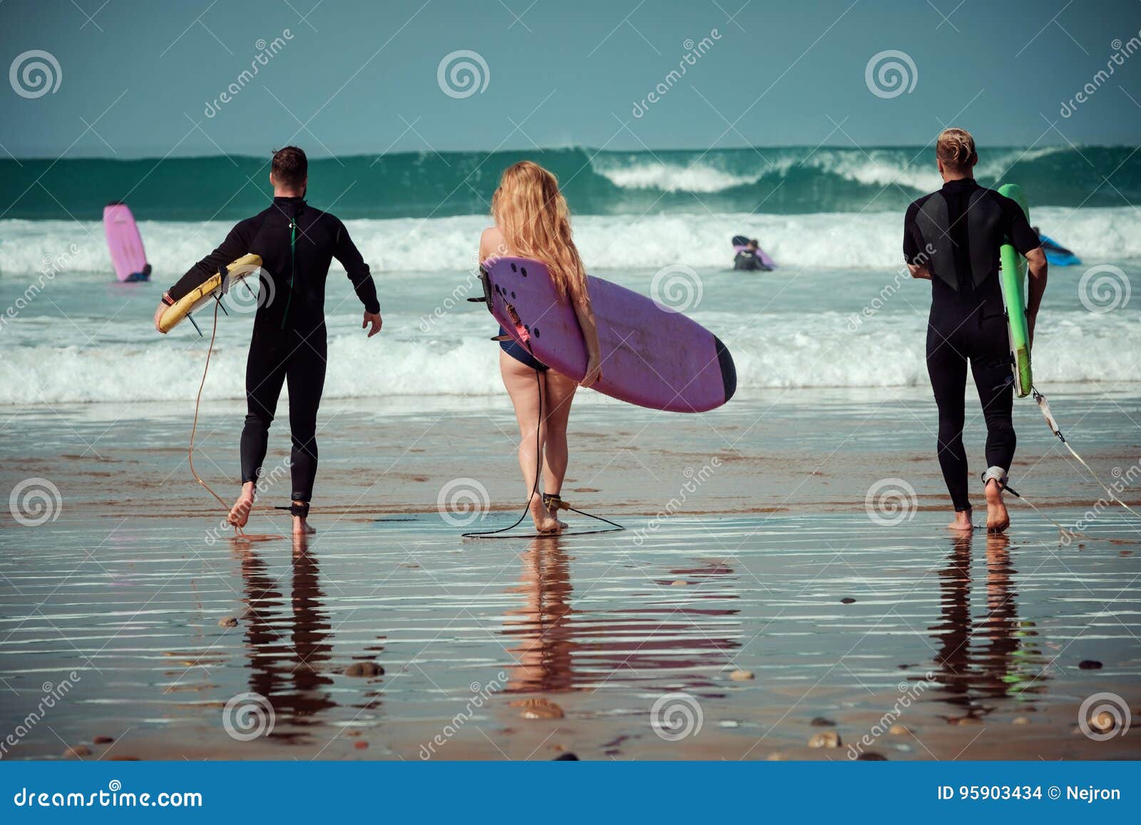 Surfer Friends on a Beach with a Surfing Boards Stock Photo - Image of ...