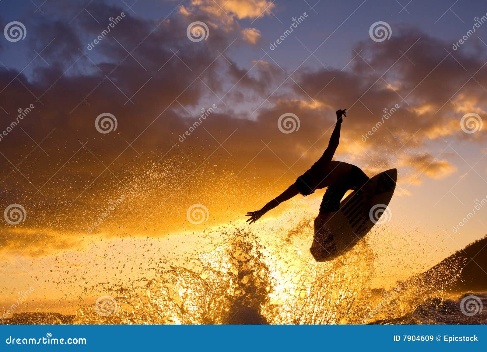 Surfer Gets Big Air at Sunset Stock Image - Image of sport, vacations ...