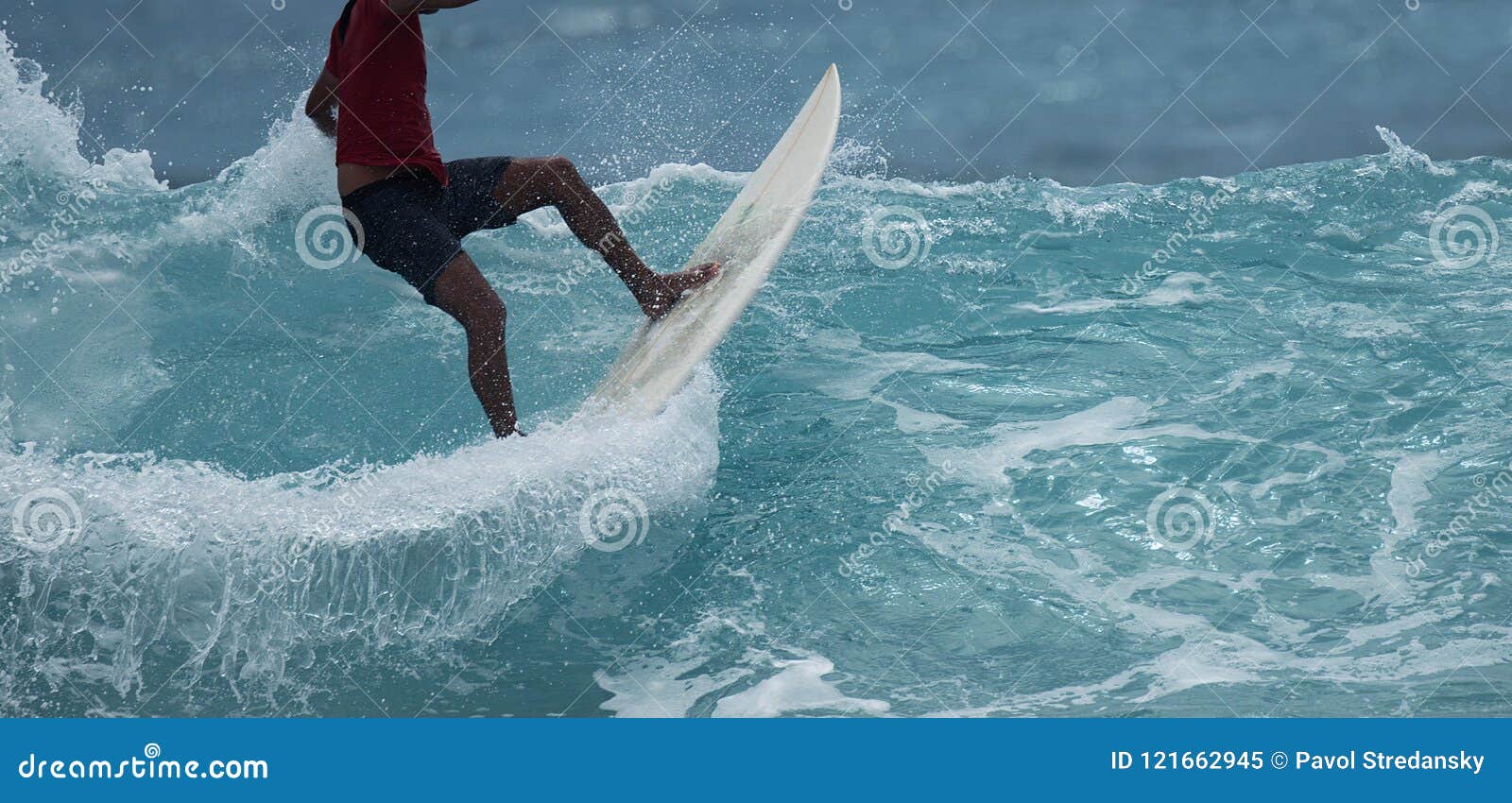 A Surfer Gets Out in Front of an Wave Stock Image - Image of energy ...