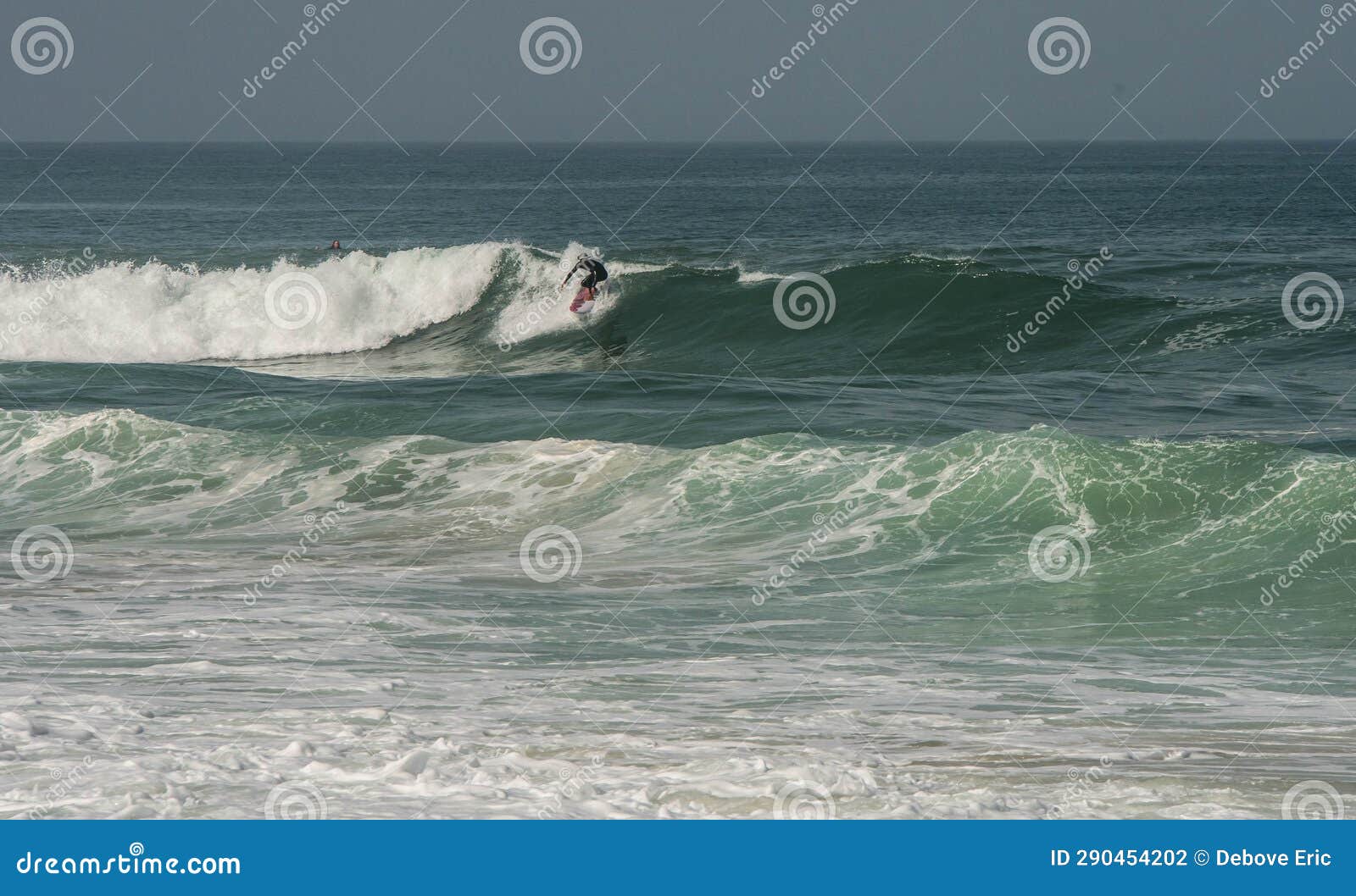 Surfer Getting into the Water in Big Waves Stock Photo - Image of speed ...