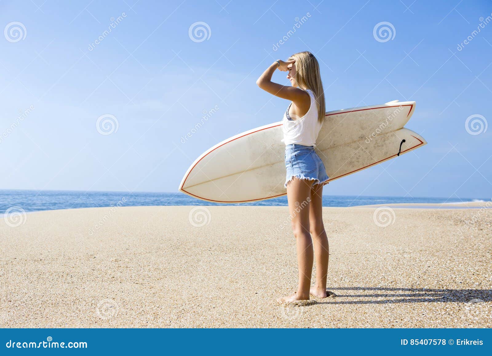 Surfer girl stock photo. Image of pretty, surfer, beach - 85407578