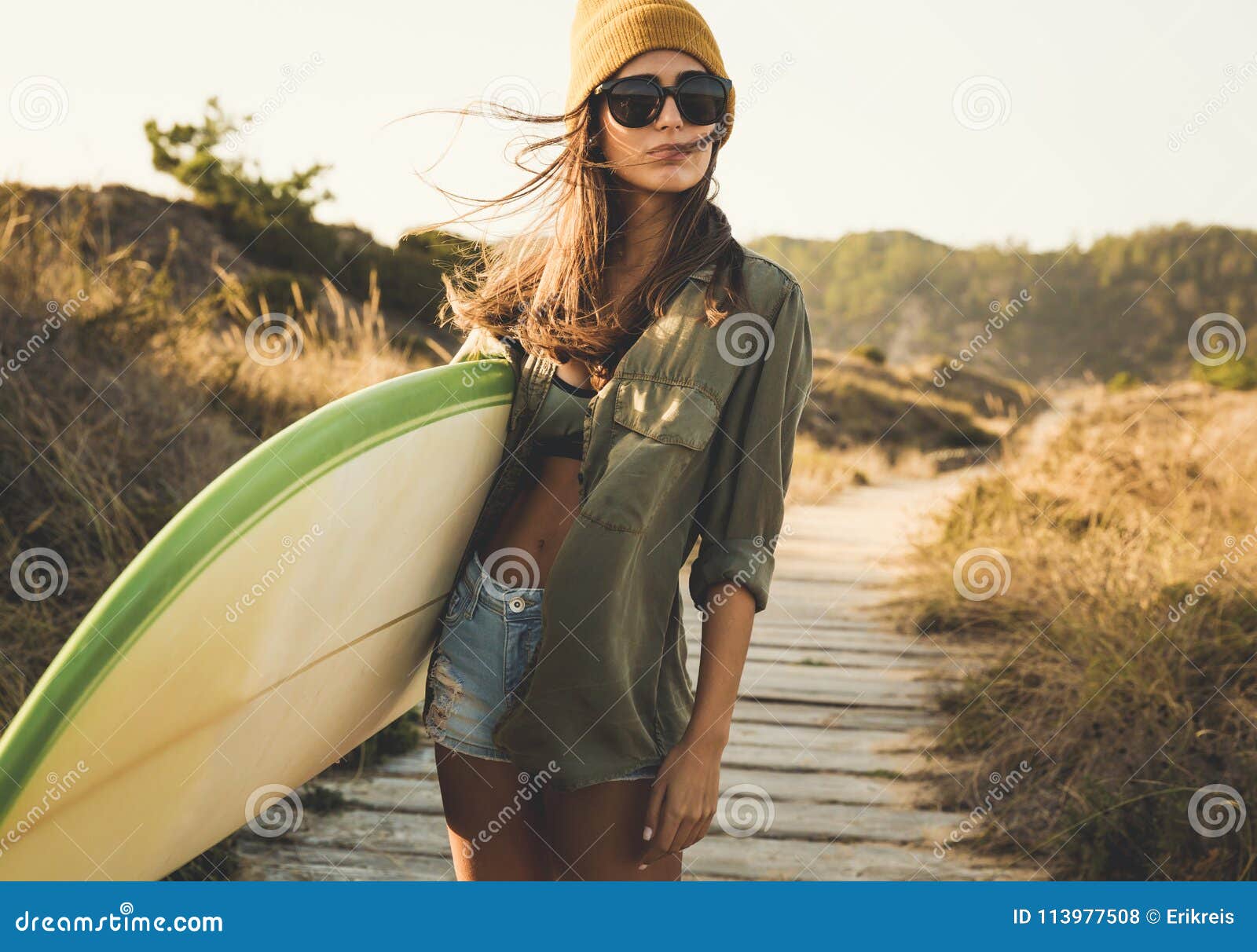 Surfer Girl stock photo. Image of female, ocean, beauty - 113977508