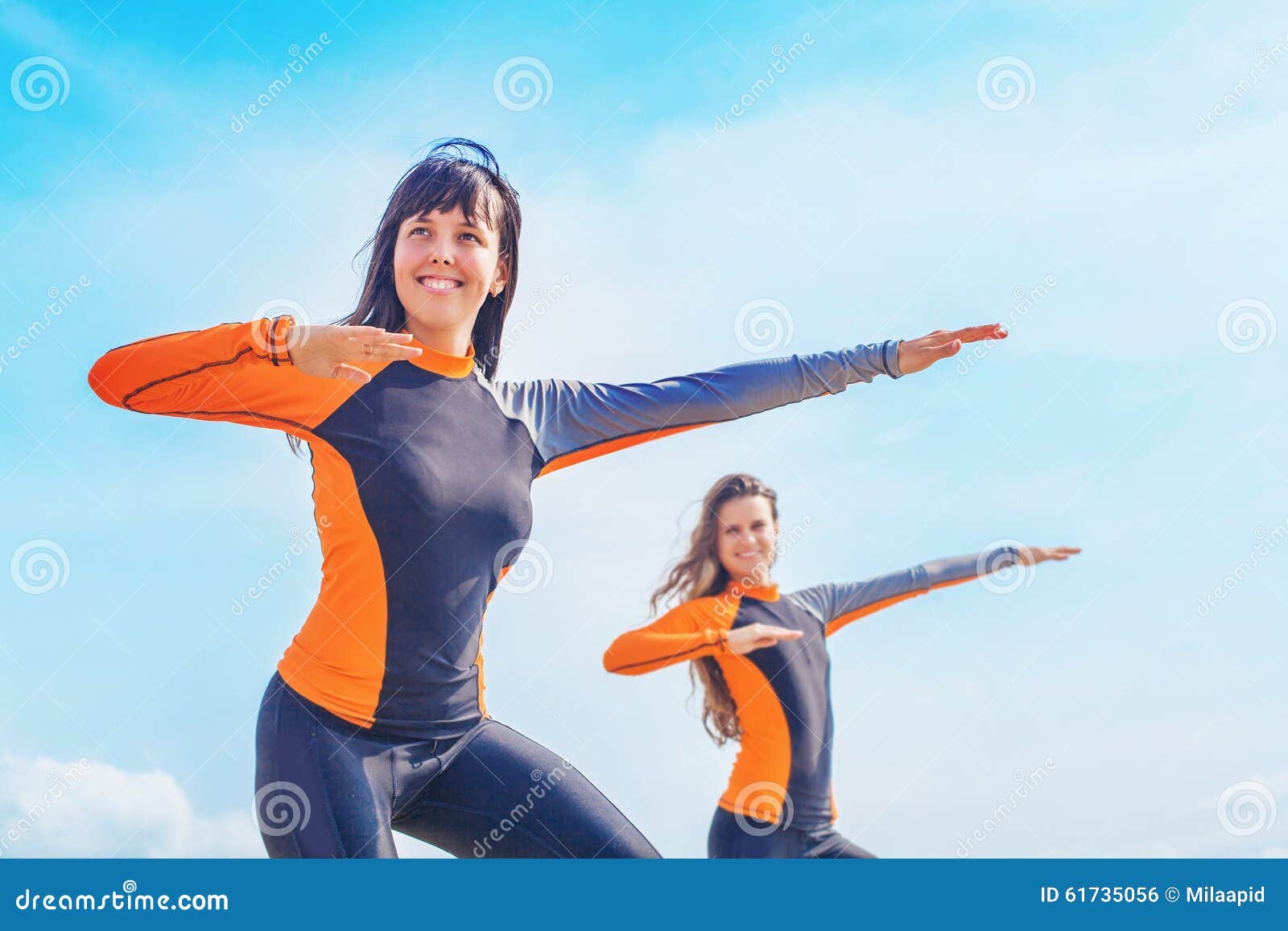 Surfer girls in Bali stock photo. Image of lesson, instructor - 61735056