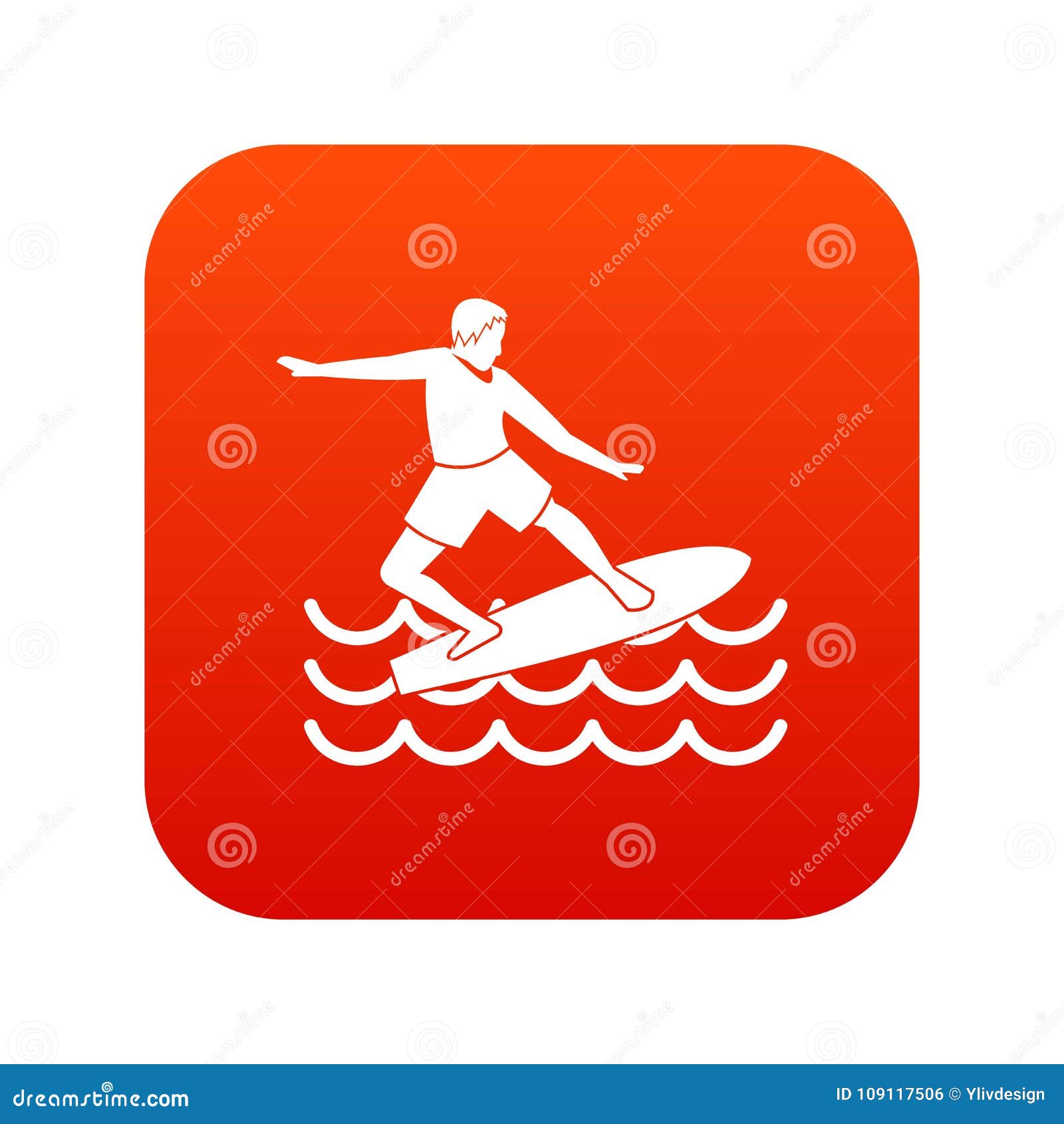 Surfer icon digital red stock vector. Illustration of ocean - 109117506