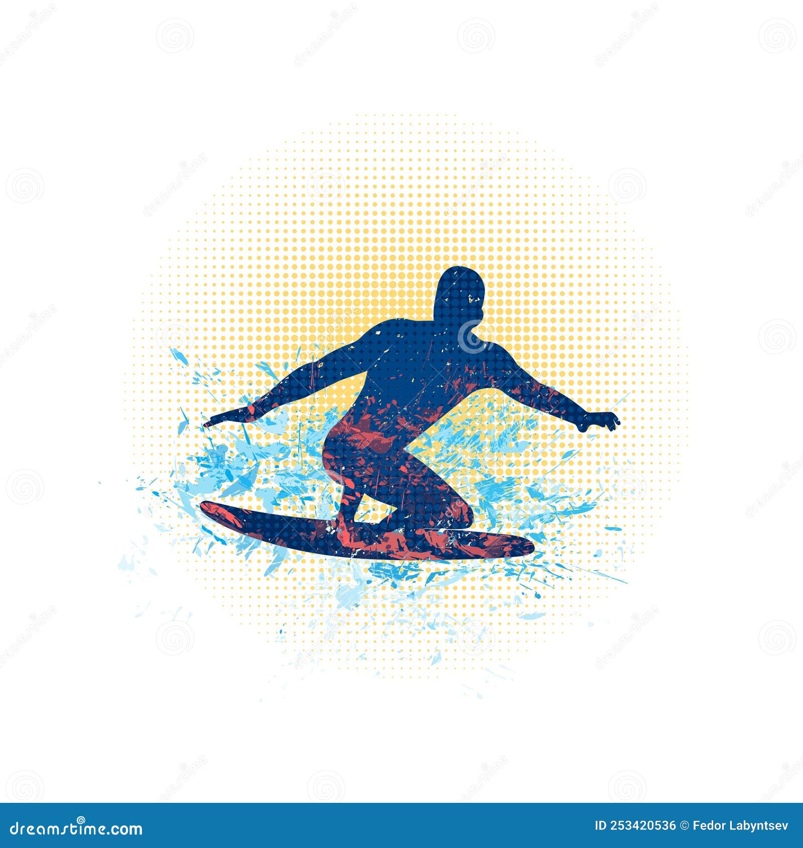 Surfer Illustration in Grunge Style Stock Vector - Illustration of surf ...