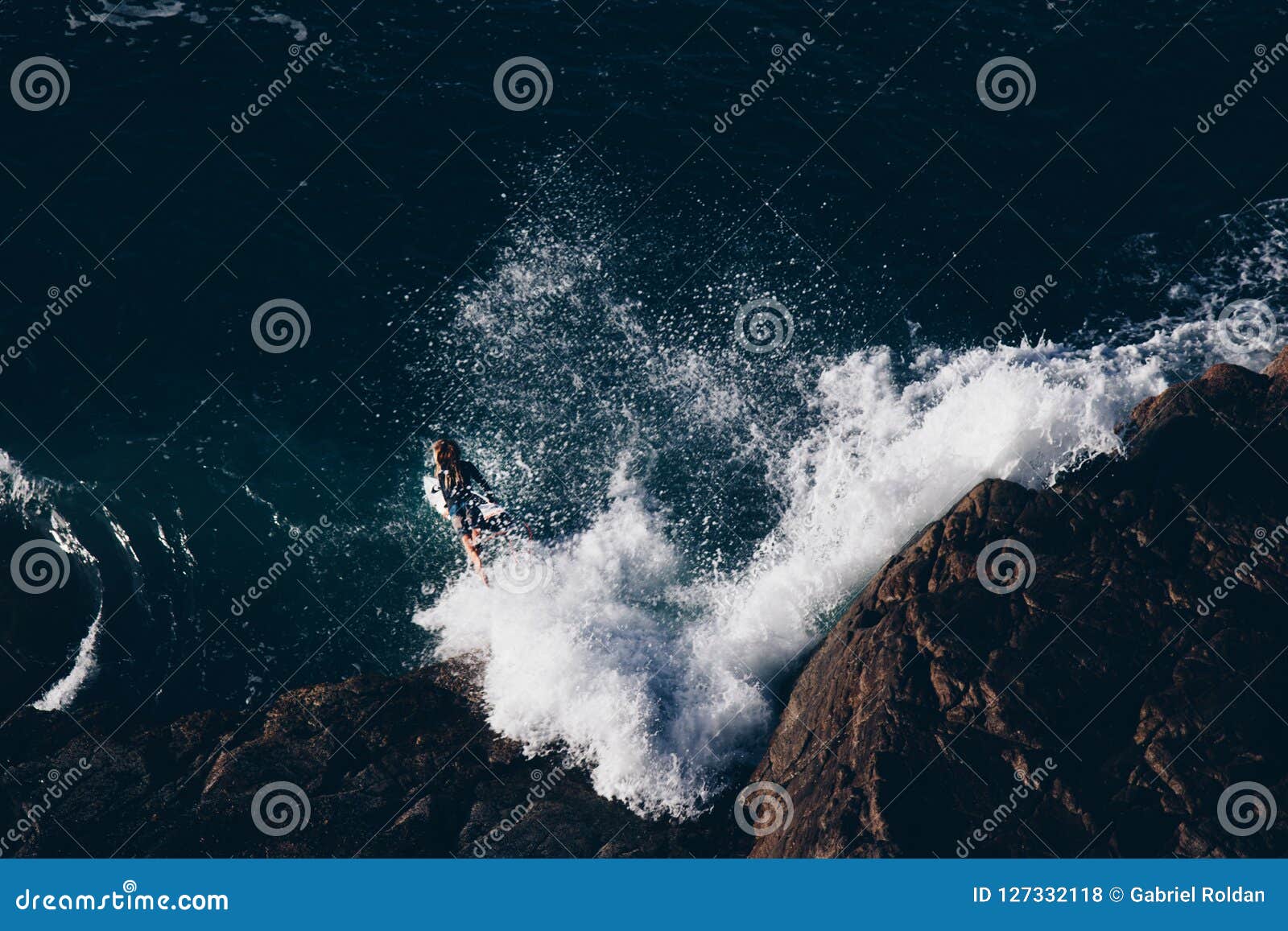 Surfer Jumping in Waves of Ocean Stock Photo - Image of distance ...